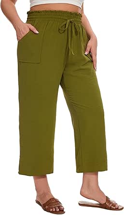 SEKINO Women's Plus Size Casual Loose Flowy Wide Leg Cropped Beach ...