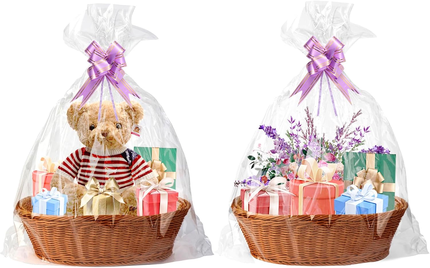 Boensi Gift Baskets Empty,38x28x12cm Gift wicker Basket with 1 x Hamper ...