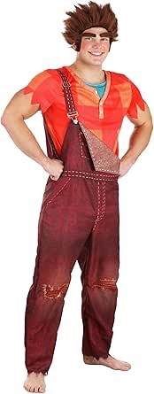 Amazon.com: Adult Men's Disney Wreck It Ralph Costume Overalls with Wig ...