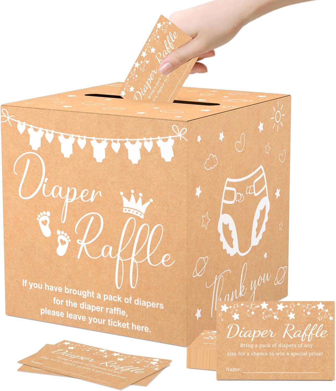 Amazon.com: Brown Diaper Raffle Card Box for Baby Shower, 50 Pcs Diaper ...