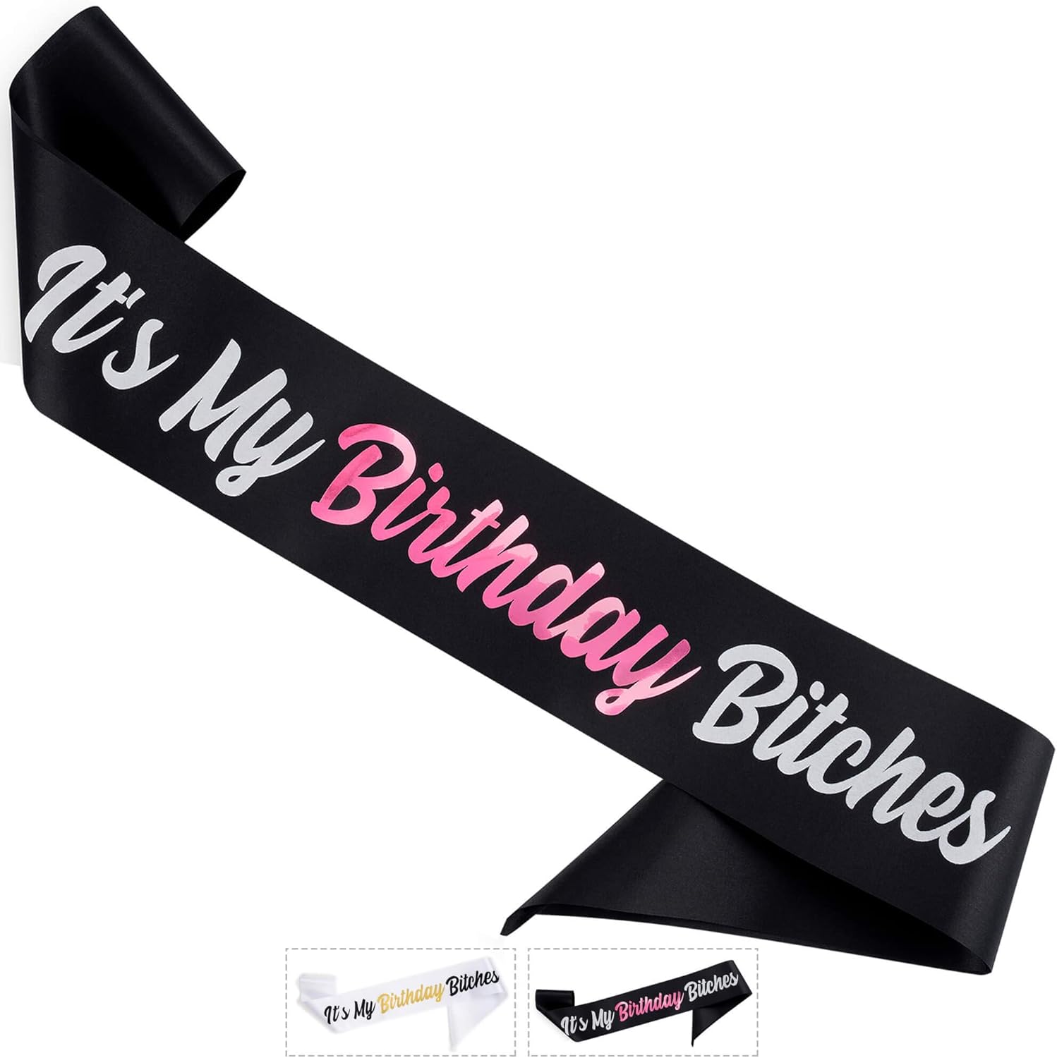 Amazon.com: CORRURE 'It's My Birthday Bitches' Birthday Sash with Pink ...