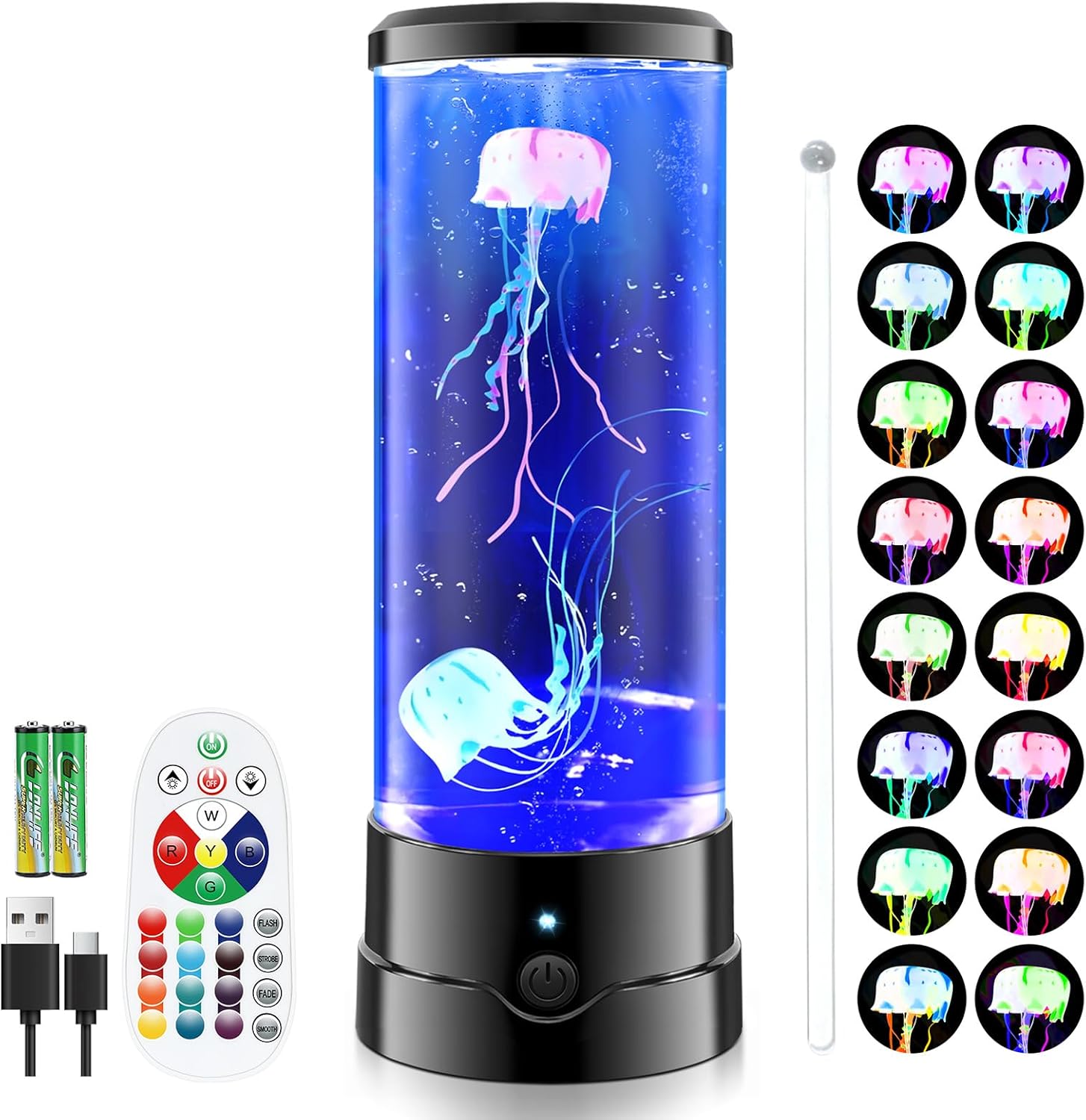 Jellyfish Lamp,16 Color Changing with Remote Control Mood Lamp,USB ...