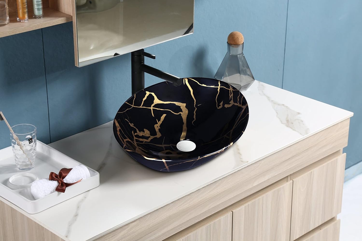 REMOTION Tabletop Ceramic Bathroom Sink | Countertop Wash Basin | Over ...