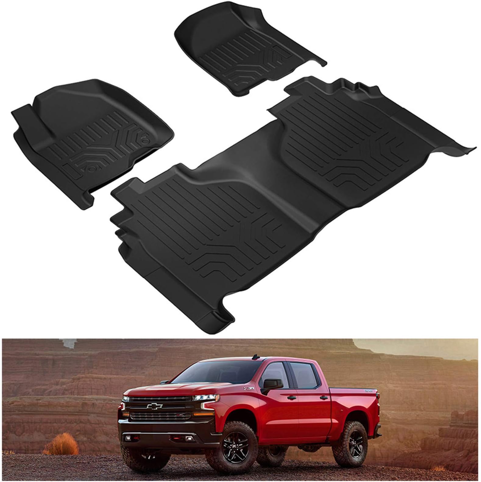Amazon.com: Rough Country Sure-Fit All Weather Floor Mats for Chevy ...