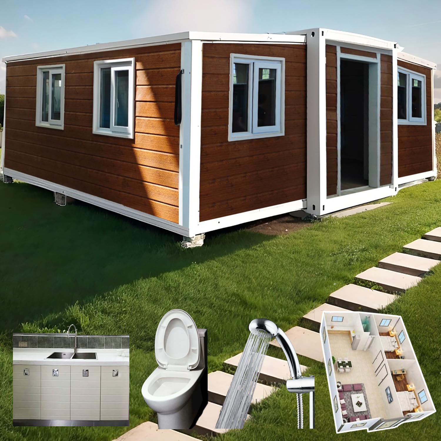 Buy 3 Bedroom 20 FT Mini Foldable Expandable Container Prefab Home Tiny ...