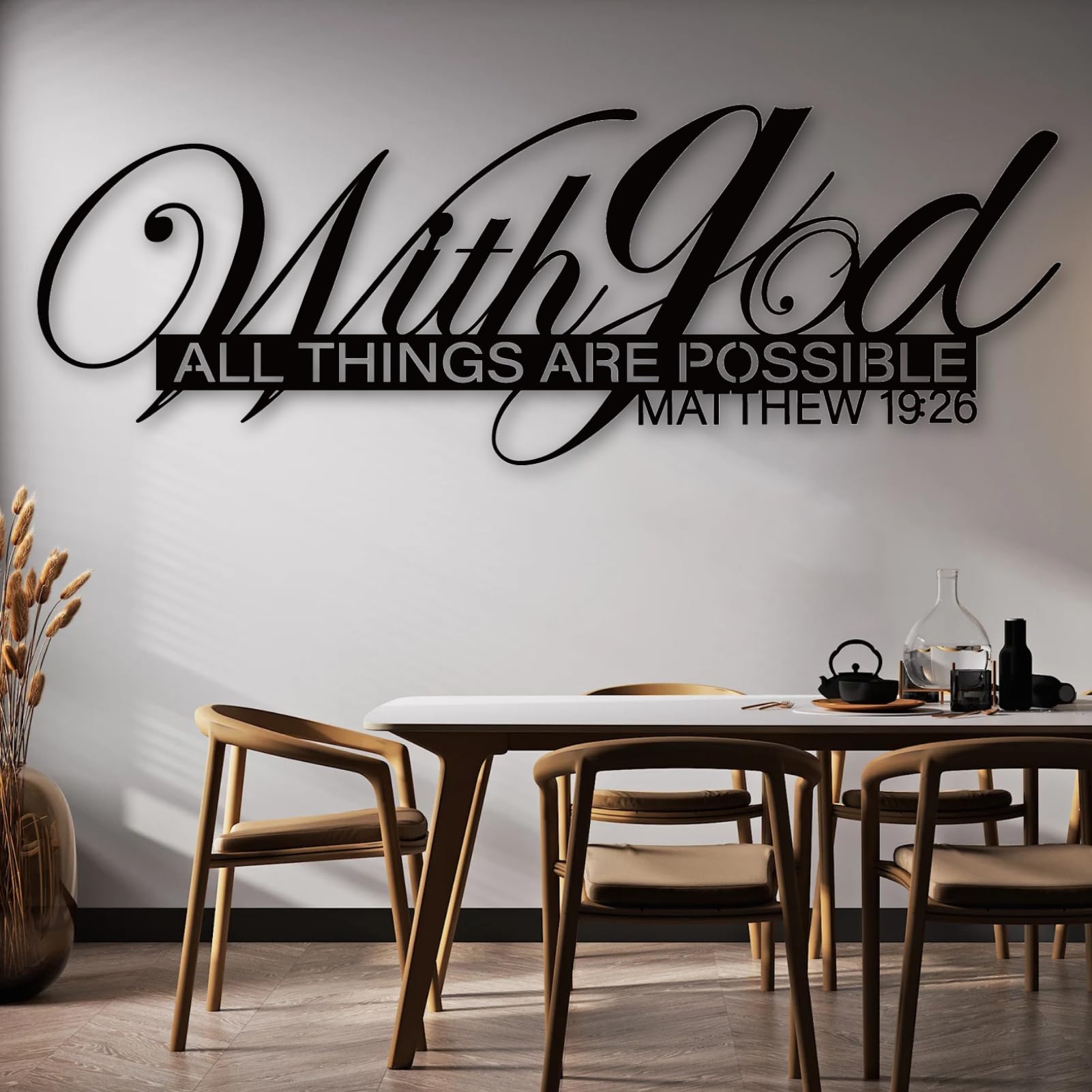 Amazon.com: With God All Things Are Possible Wall Art,Christian Metal ...