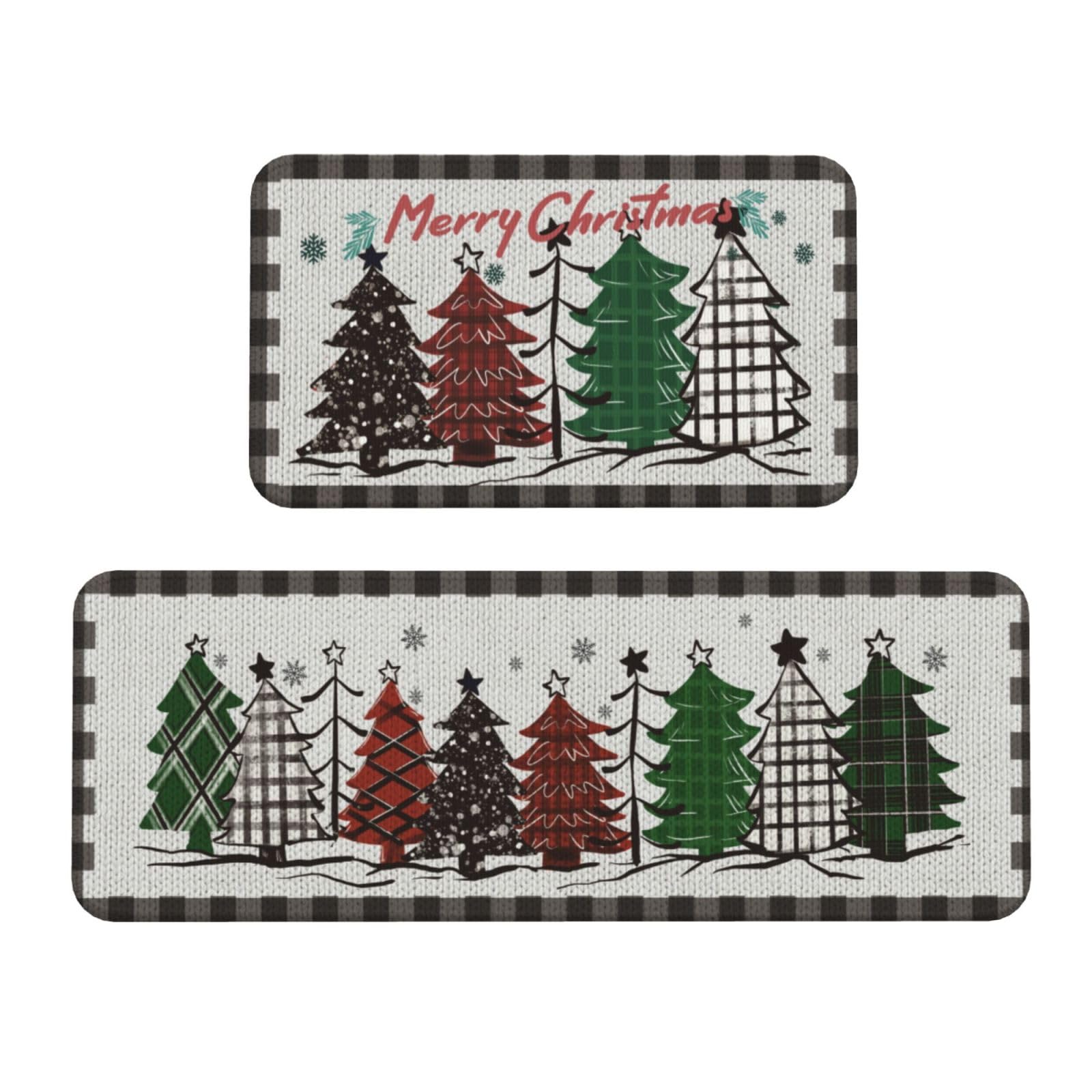Amazon.com: Oujasrkee Christmas Kitchen Rugs Set of 2, Merry Christmas ...