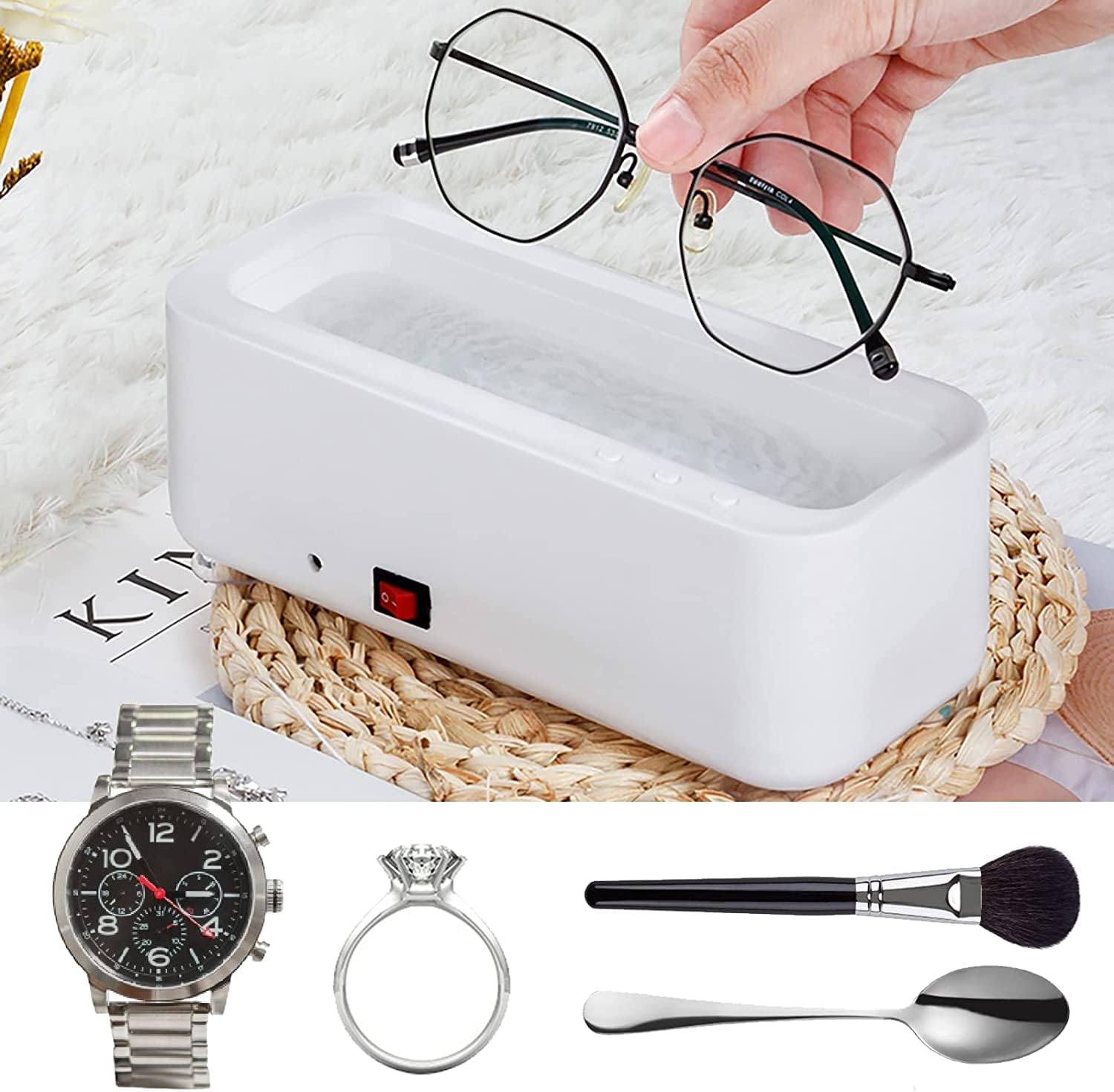 Amazon.com: MEGCCR Ultrasonic Jewelry Glasses Watch Cleaning Machine ...