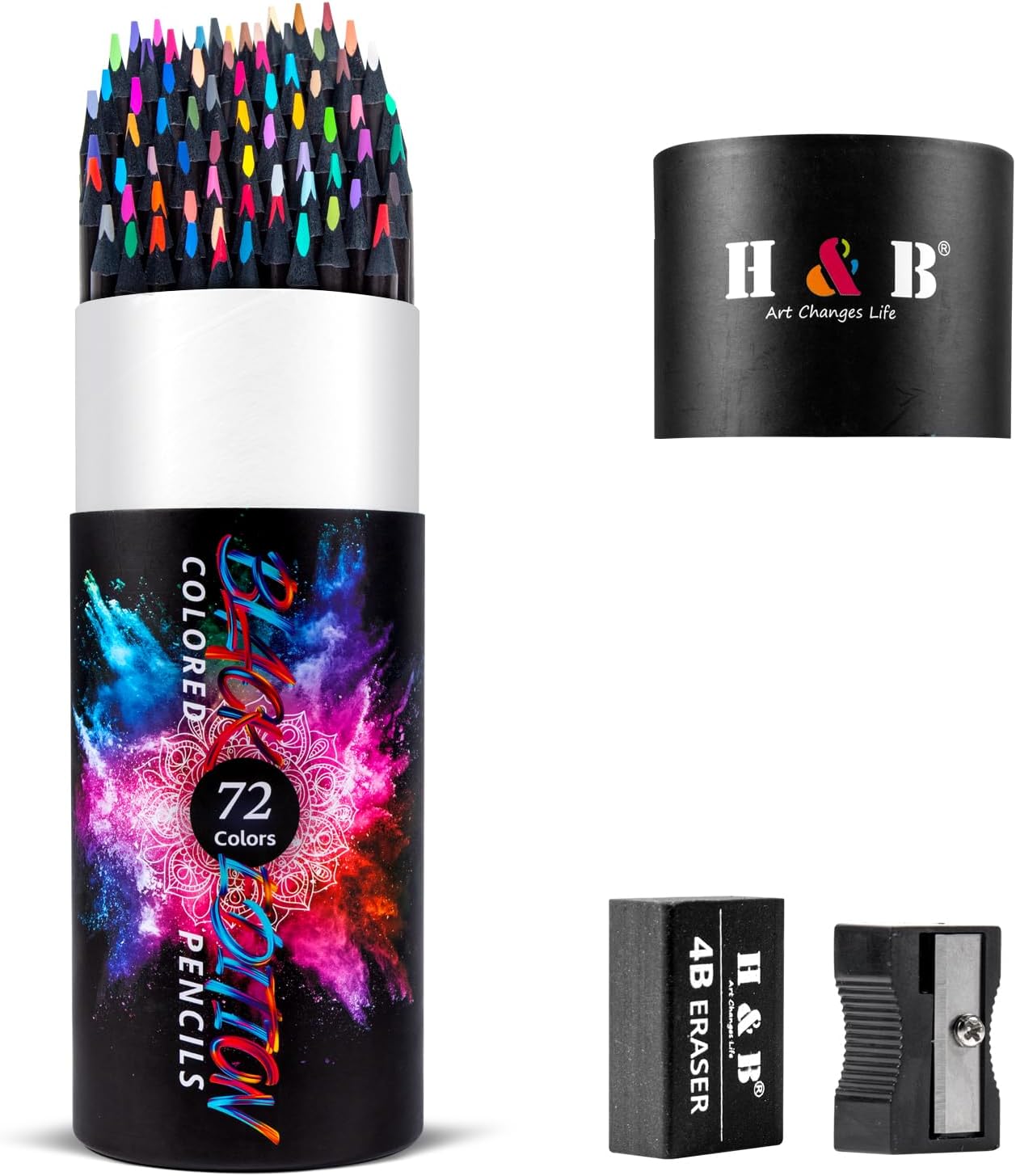 Amazon.com : H & B Colored Pencils Set with Coloring Book, Eraser, and ...