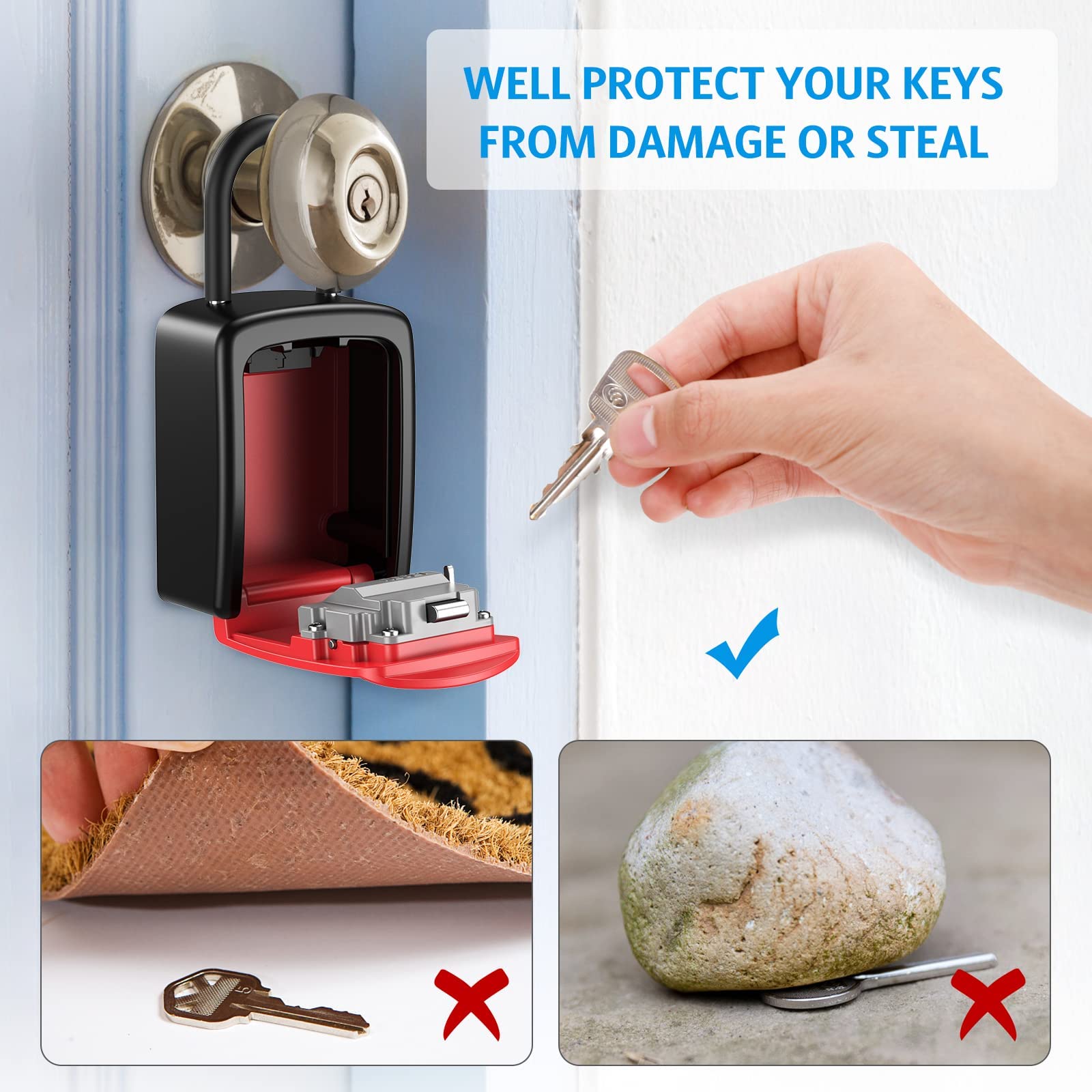 Snapklik.com : AMIR Key Lock Box, Wall Mounted Key Safe Box ...