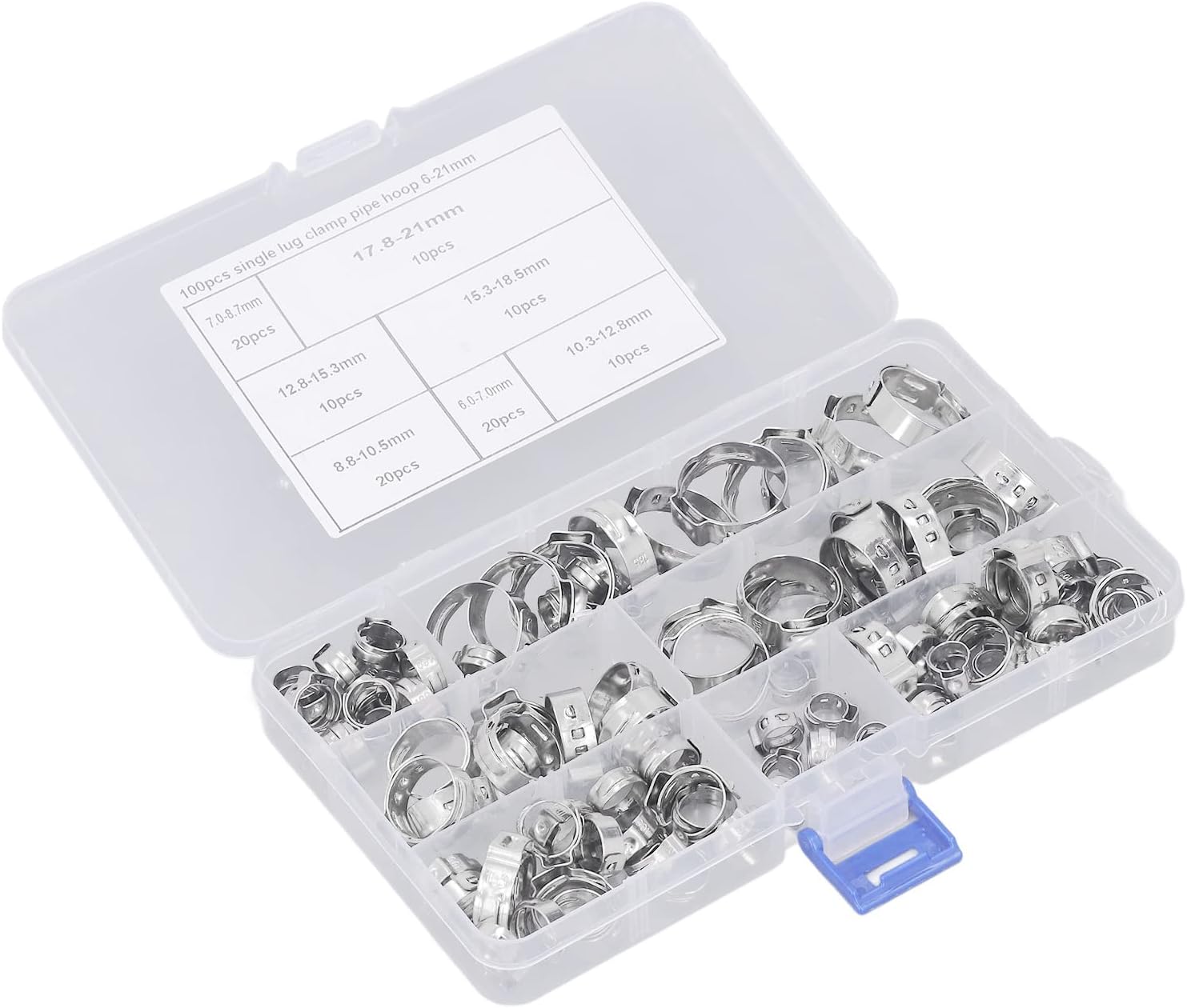 Amazon.com: Hose Clamp, 100Pcs Hose Clamp Hose Pipe Assortment Kit ...