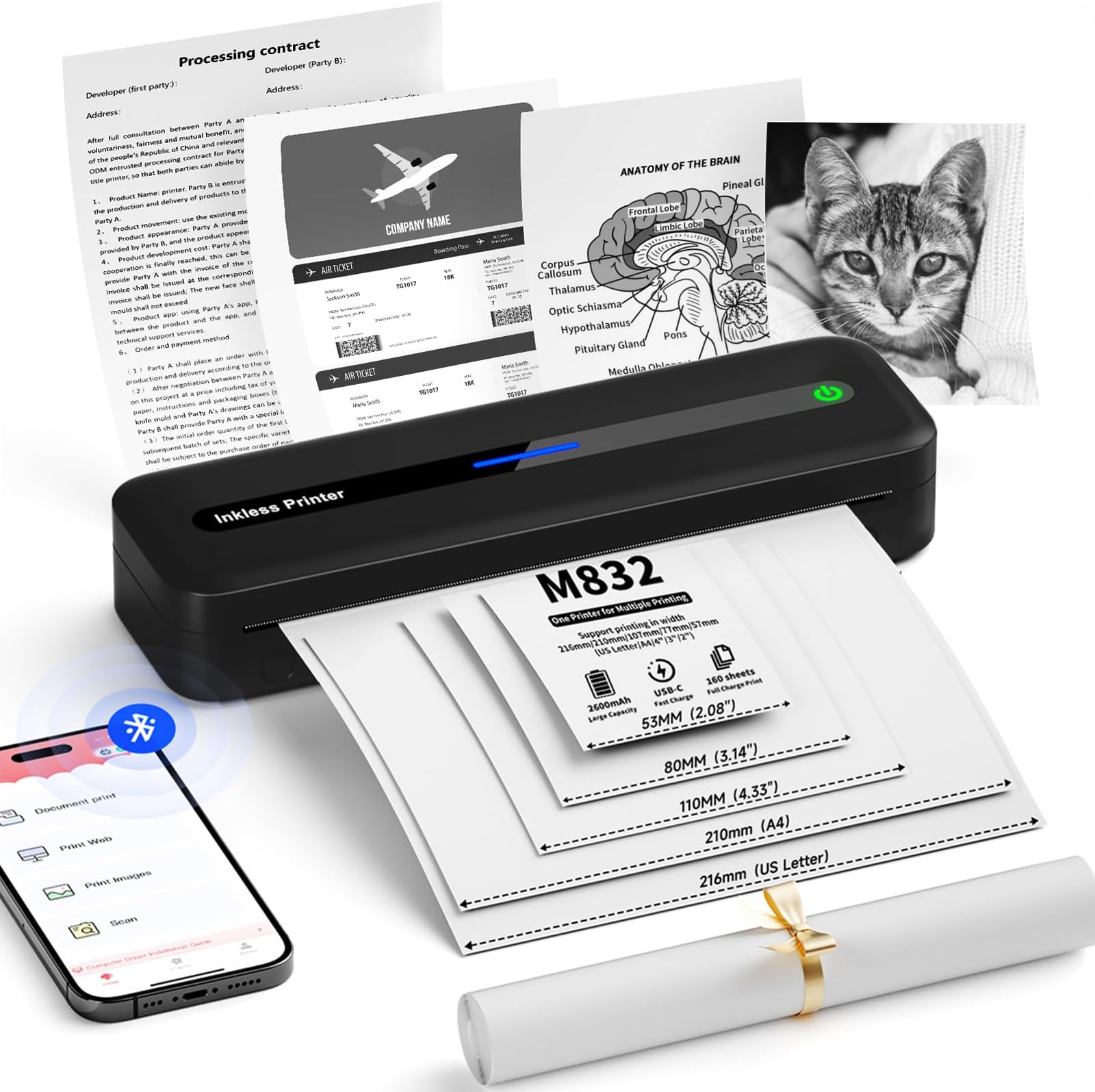 Phomemo Q302 A4 Handy Thermodrucker, Mobiler Drucker für Unterwegs ...