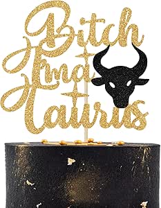 Amazon.com: Taurus Birthday Cake Topper, Glittery Taurus Birthday Cake ...
