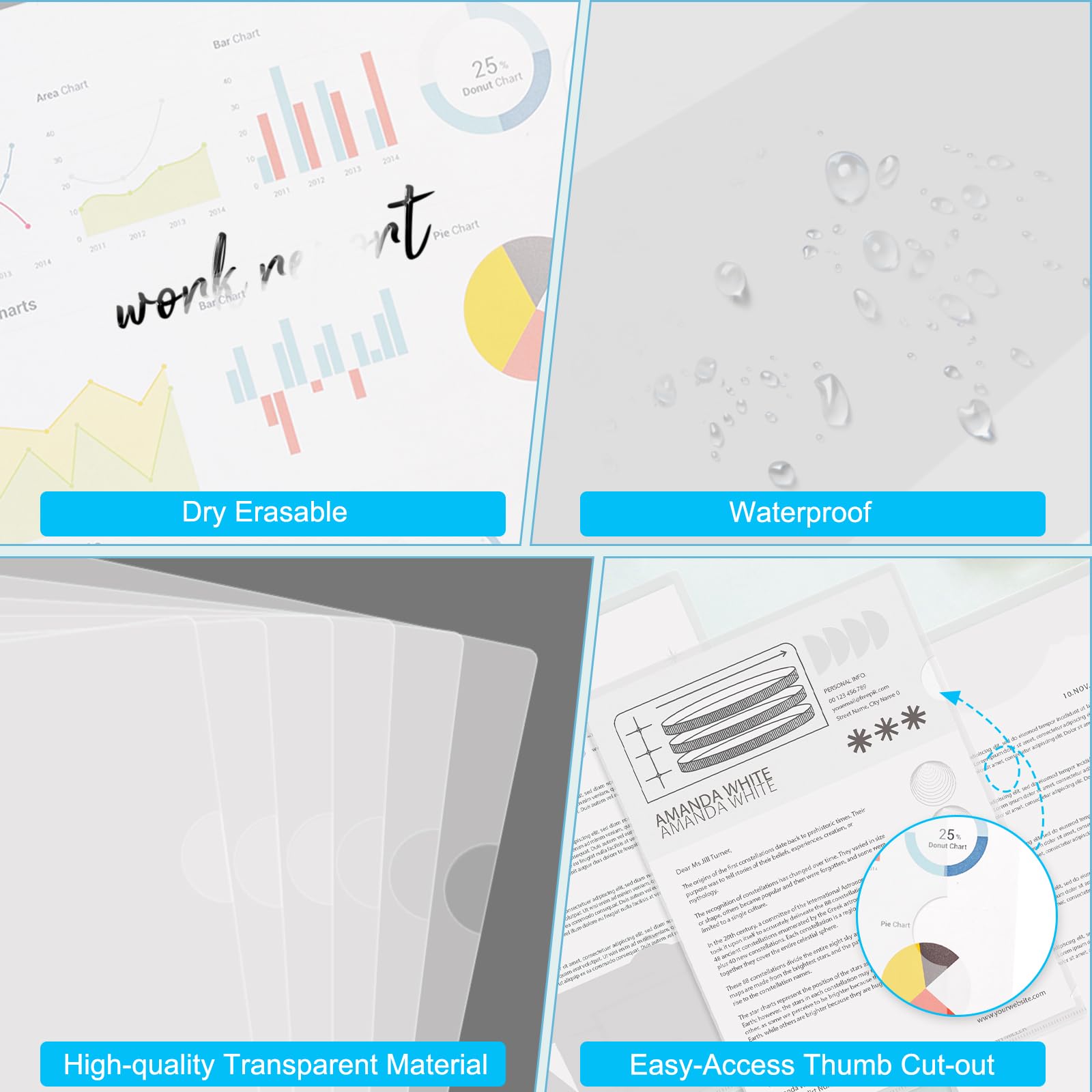 Snapklik.com : ViVin 36-Pack Sturdy Clear Folders For Documents, L-Type ...