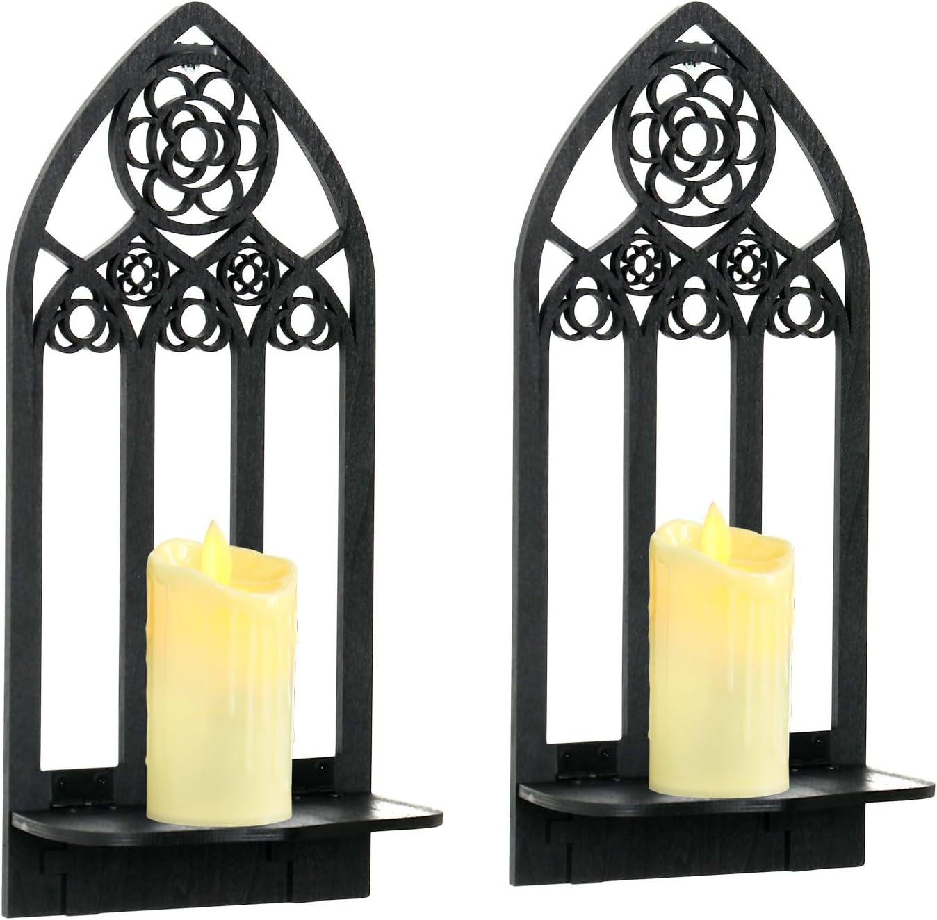 Amazon.com: Gothic Wall Sconces Set of Two Candle Holder, Black Metal ...