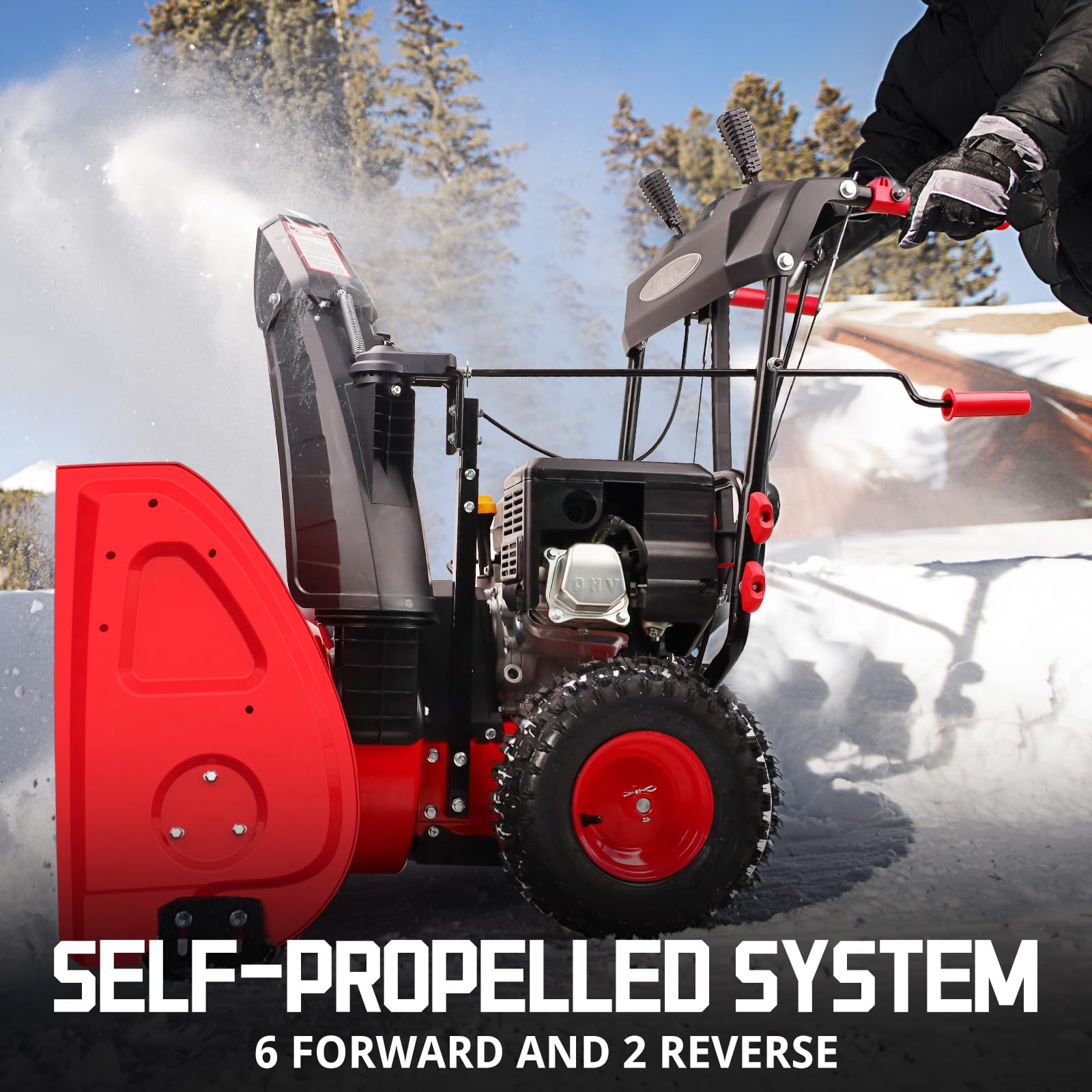 PowerSmart 24-Inch Snow Blower, 212cc 4-Cycle Gas Powered Engine with ...