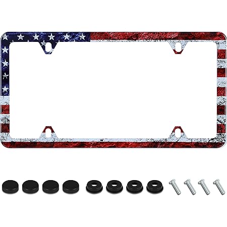 Amazon.com: American Flag License Plate Frame Matte Black on Brushed ...