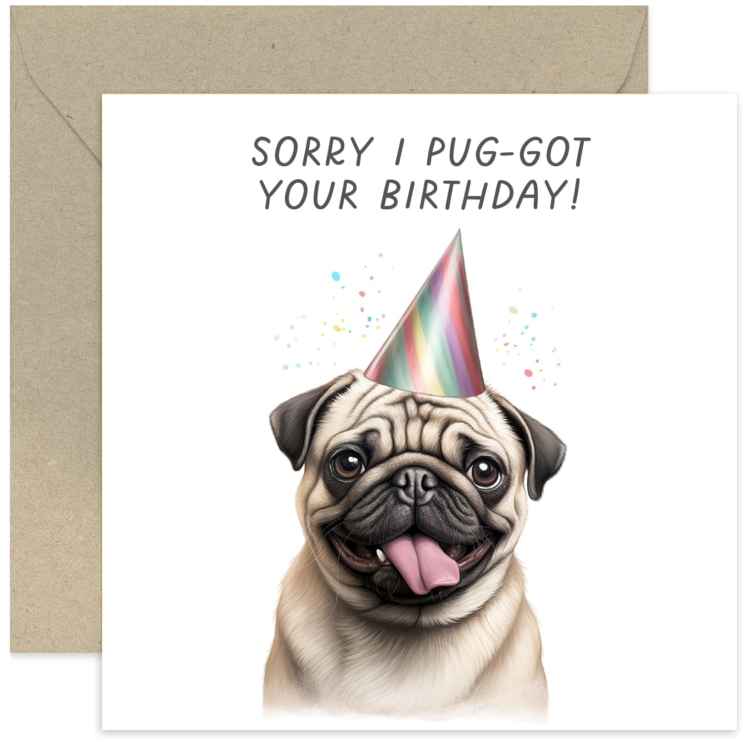 Old English Co. Funny Belated Birthday Card for Her Him - Sorry I Pug ...