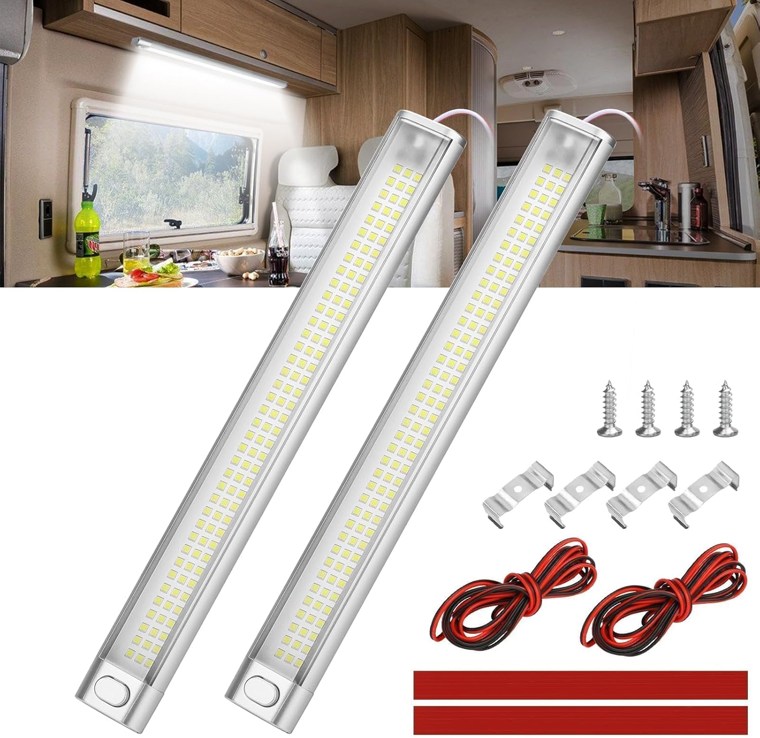 Linkstyle 12V LED Interior Light Bar, 120 LED Strip Light with ON/Off ...