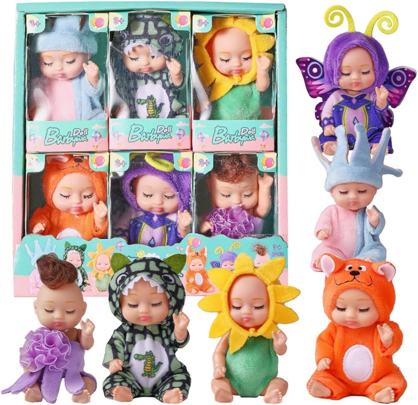 Amazon.com: TISDEN 4 Inch Mini Baby Dolls 6pcs Set Cute Realistic Baby ...