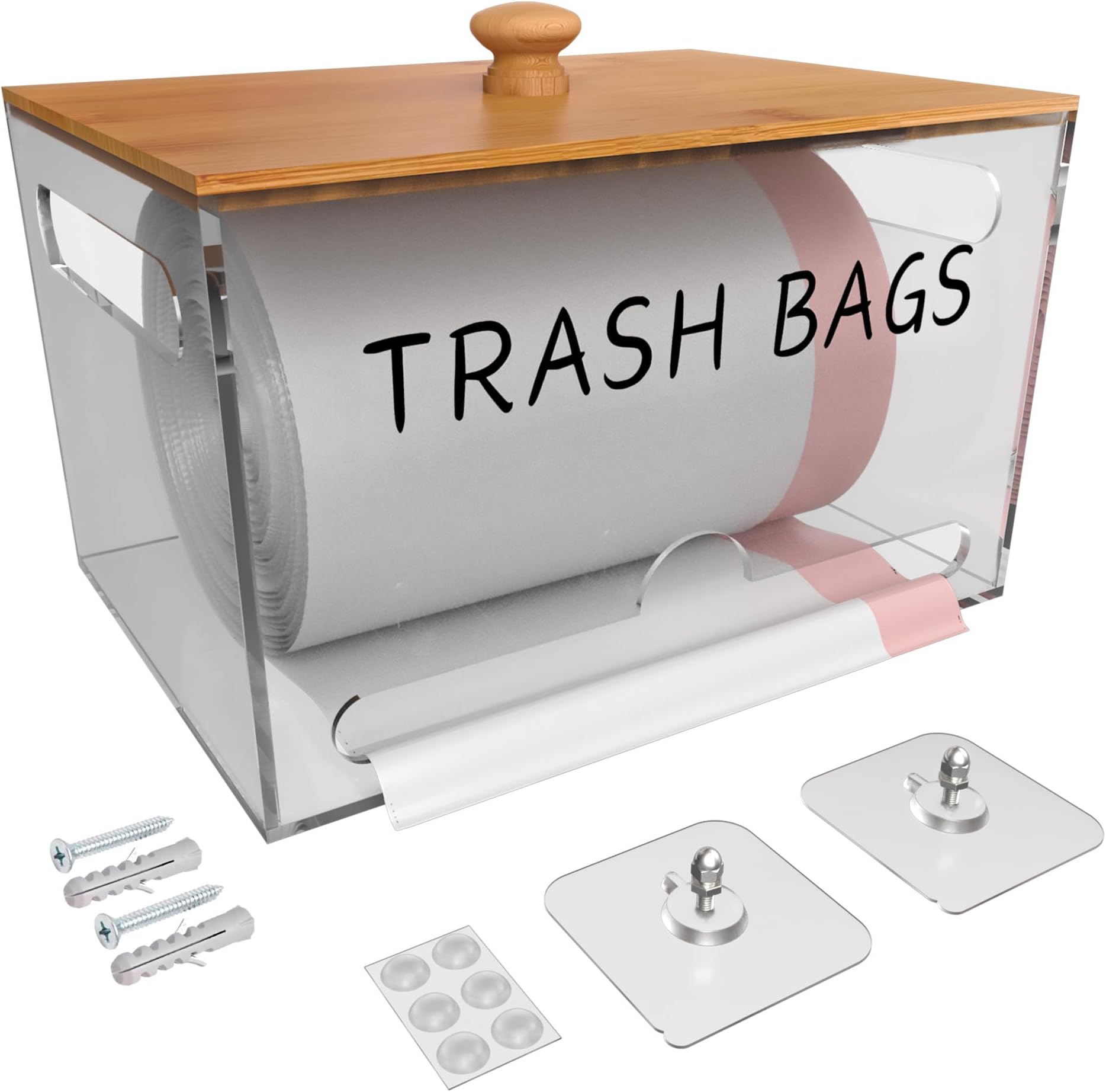 Amazon.com: Extra Large Trash Bag Holder with Bamboo Lid, Acrylic Trash ...