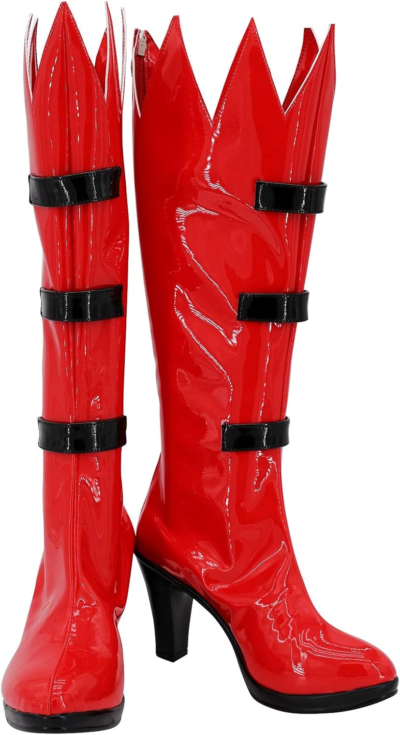 Amazon.com: ALLTEN Womens Papyrus Leather Red High Boots Shoes Cosplay ...