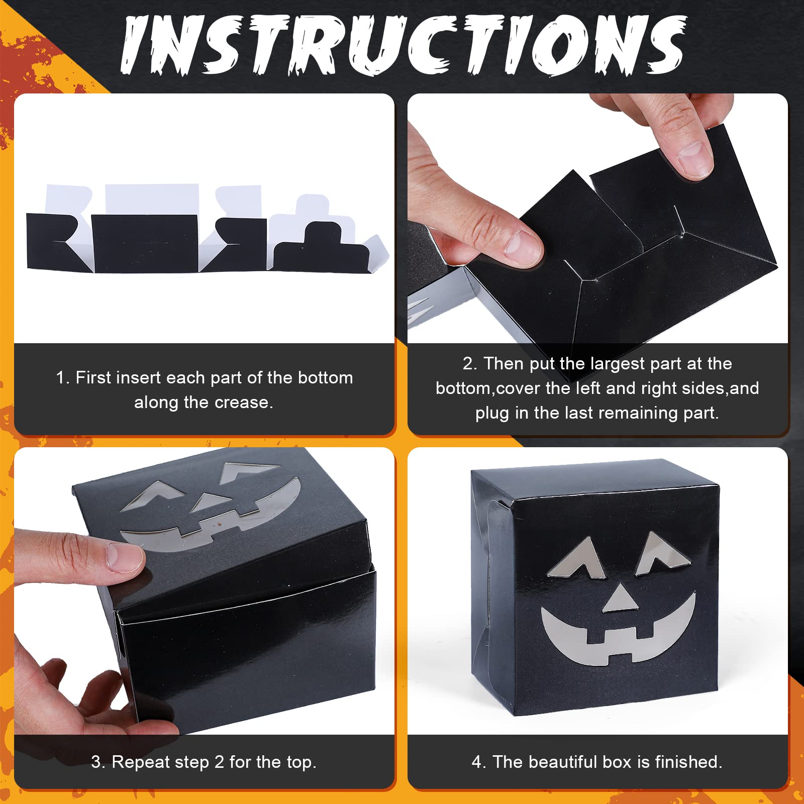 AnyDesign 24Pcs Halloween Treat Boxes Orange Black Cardboard Box with ...