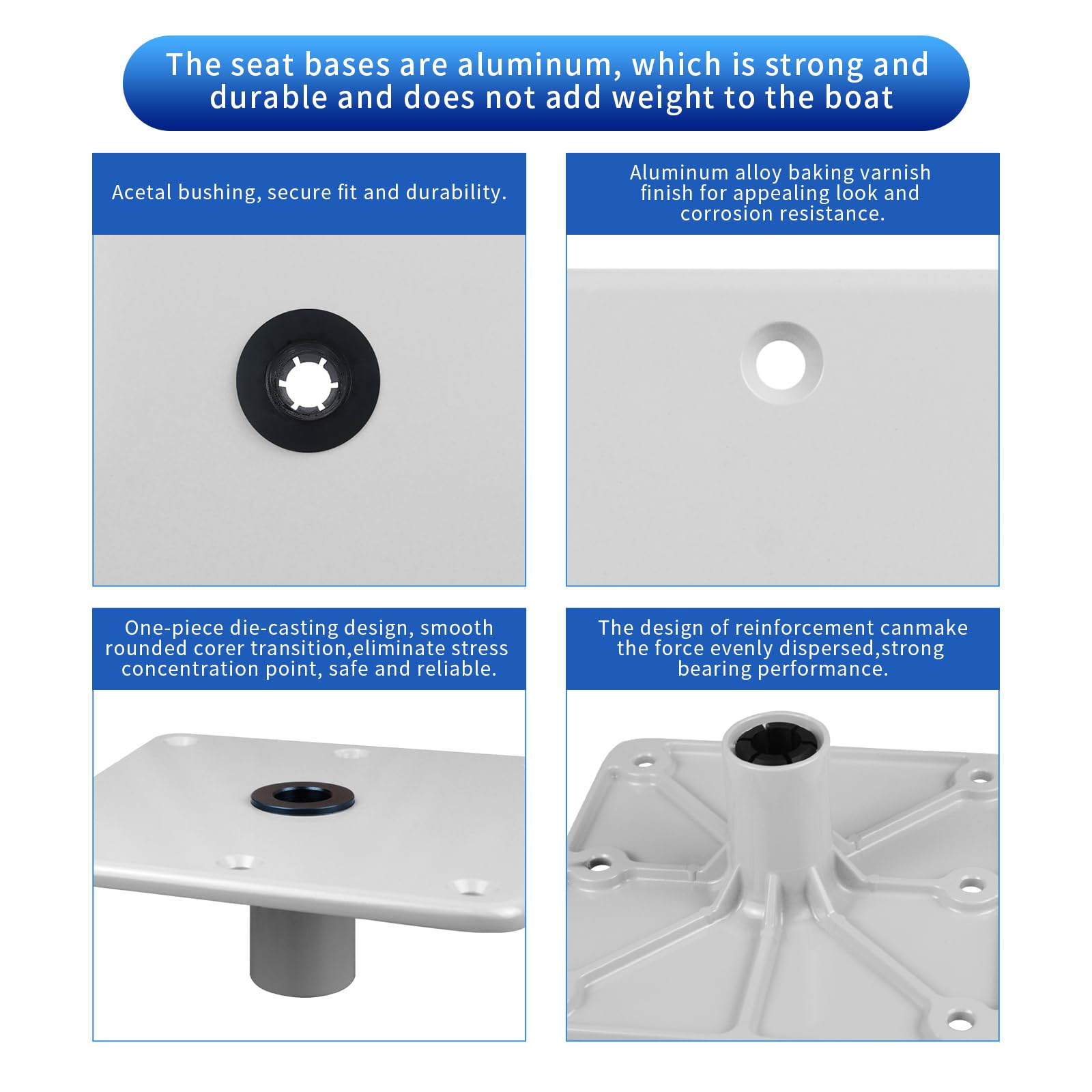 Snapklik.com : Boat Seat Base, 2PC 7" X 7" Aluminum Boat Seat Pedestals ...