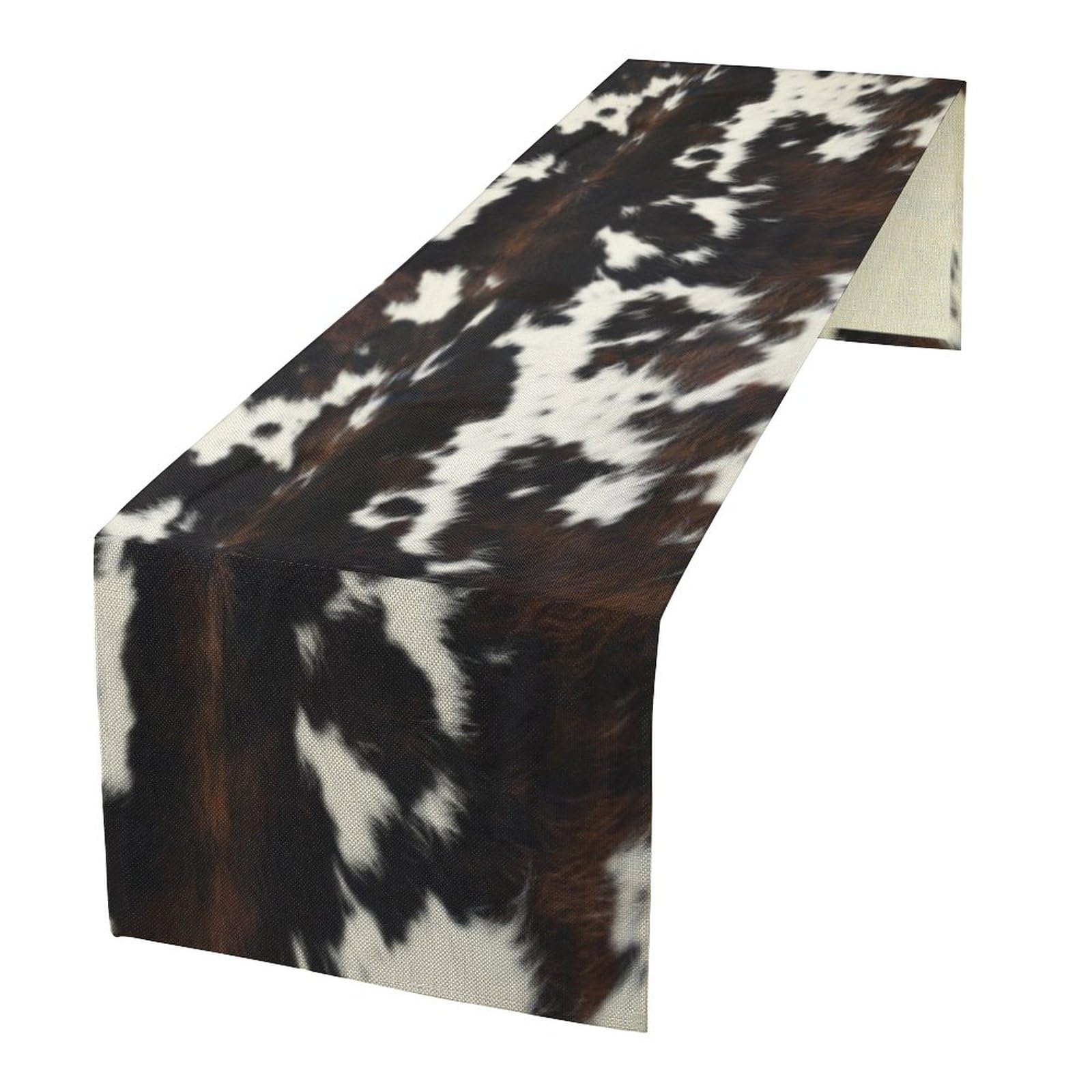 Amazon.com: Cow Print Table Runner, Black White Cowhide Print Western ...