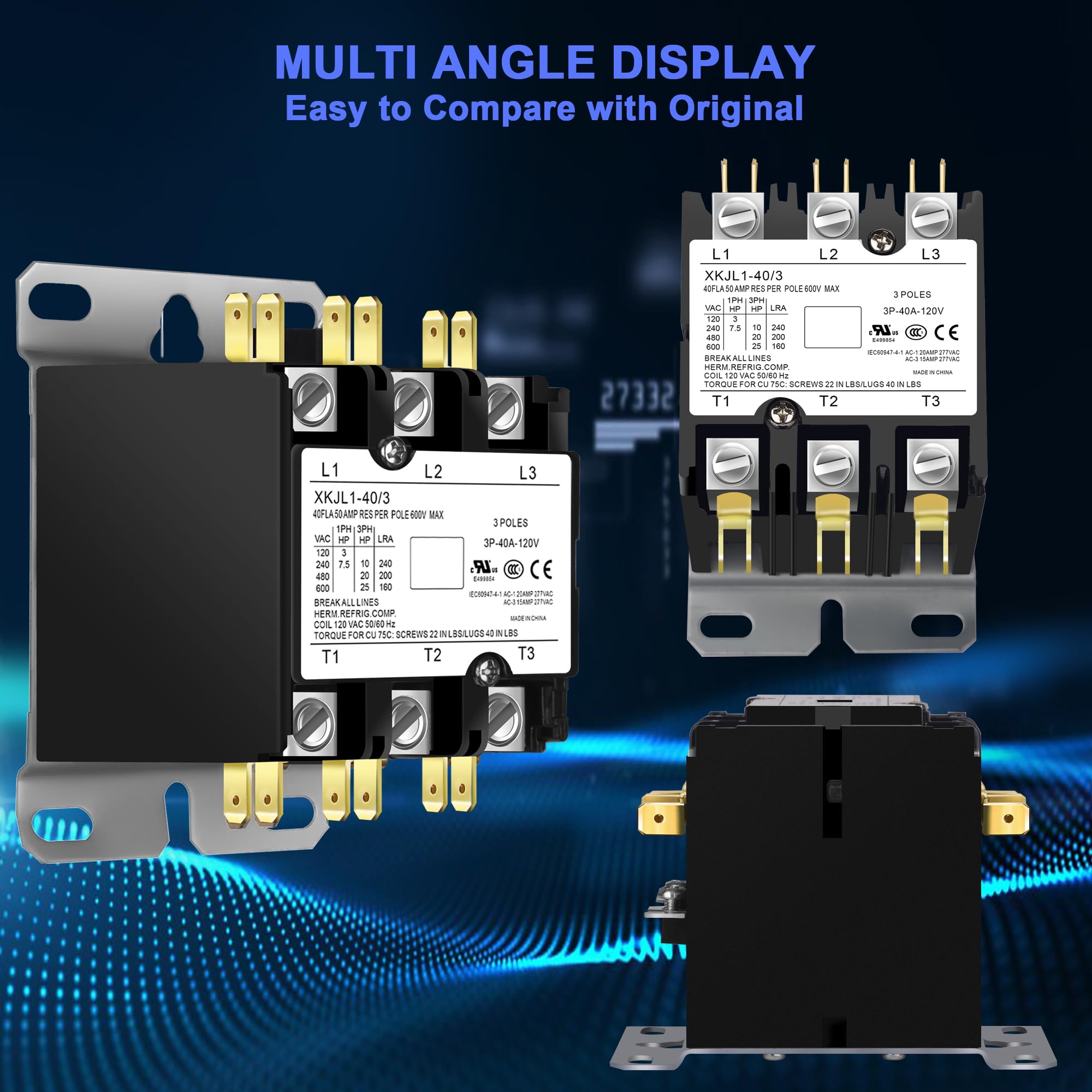 Snapklik.com : FOCSPROD HVAC Contactor, 40 Amp 3 Pole Contactor 120V ...