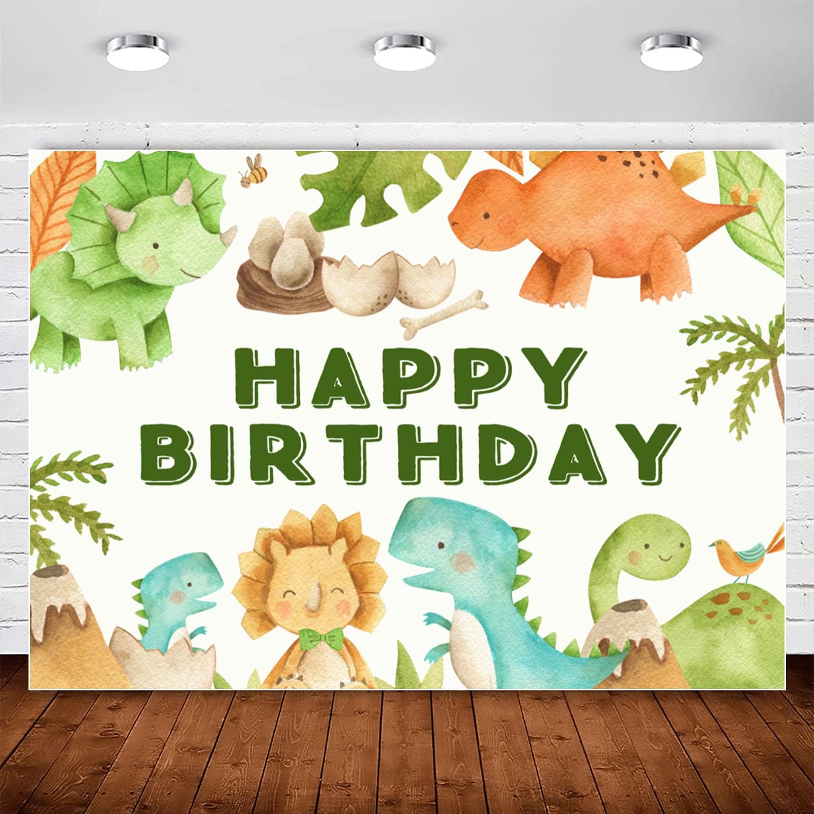 Amazon.com : Dinosaur Birthday Party Backdrop Cartoon Watercolor Jungle ...