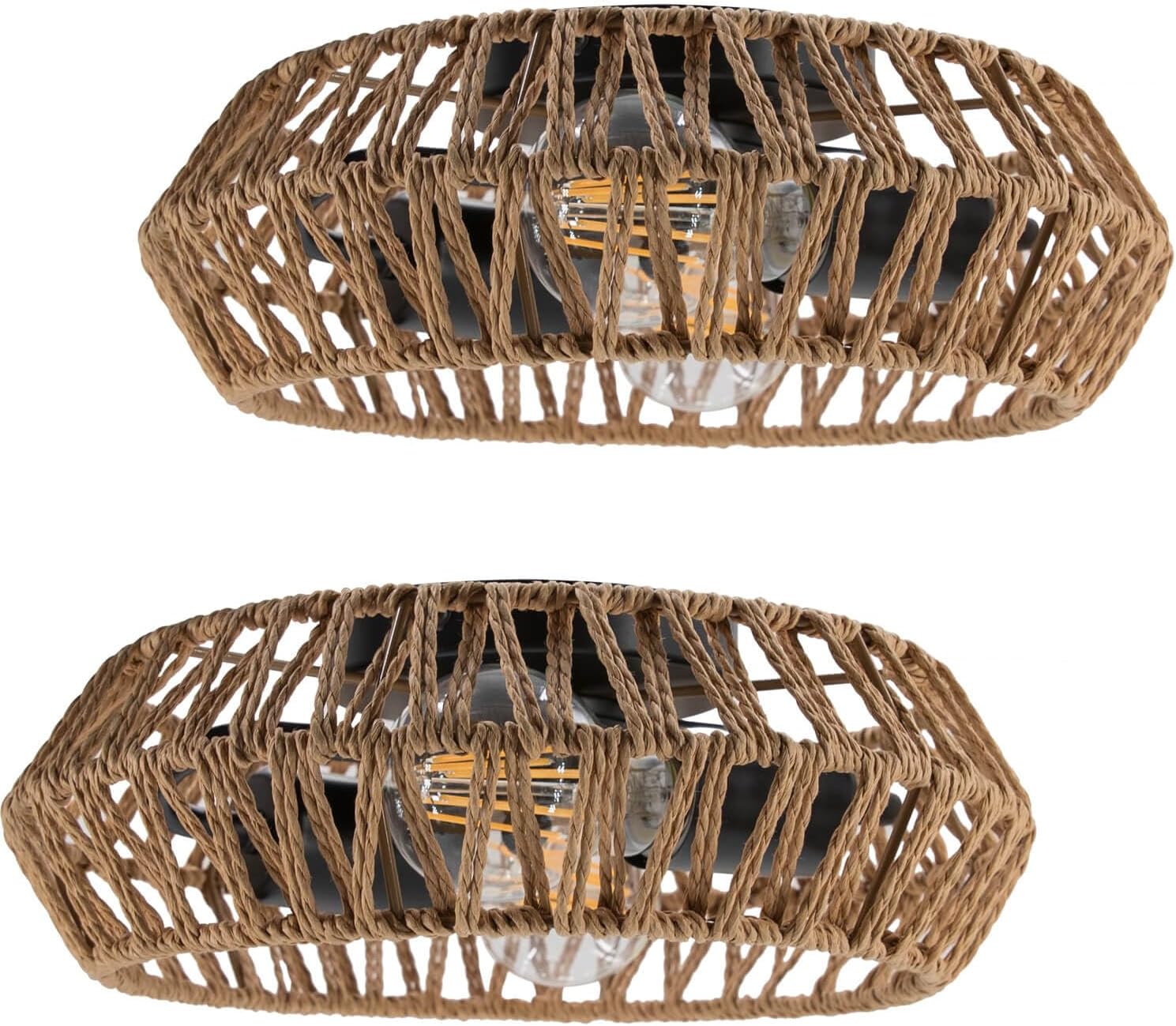 UPSEED Bohemian Ceiling Lights,2-Light Boho Flush Mount Ceiling Lights ...