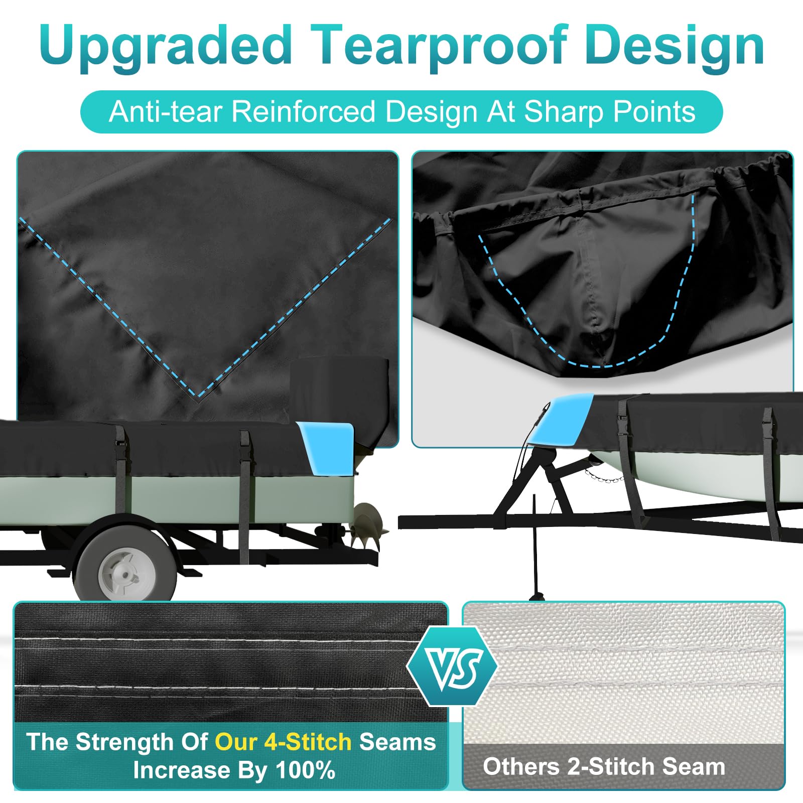 14ft Boat Cover Jon Boat Cover 12ft 420D Waterproof Trailerable Jon ...