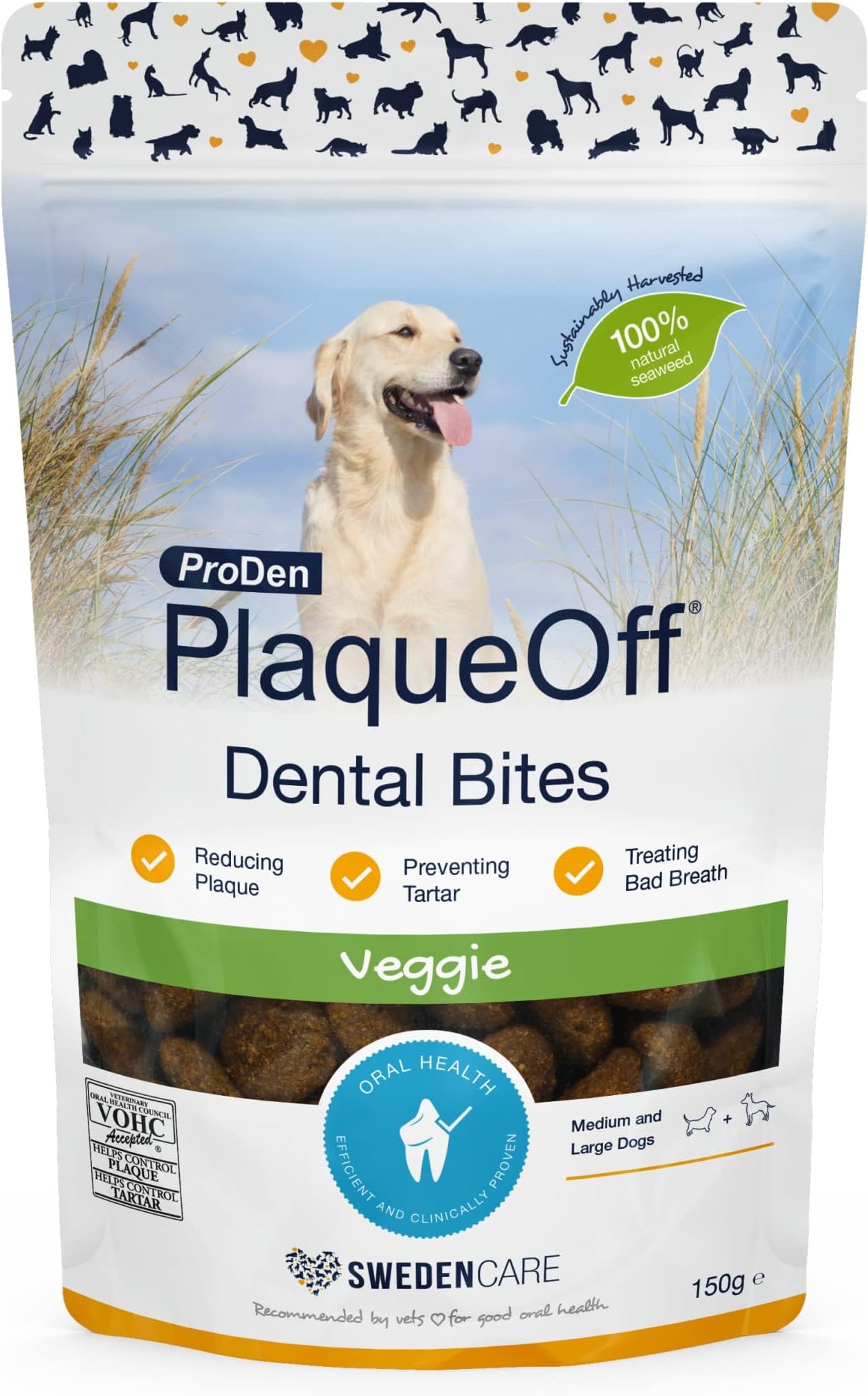 ProDen PlaqueOff Dental Bites for Dogs Tartar & Bad Breath Remover 100% ...