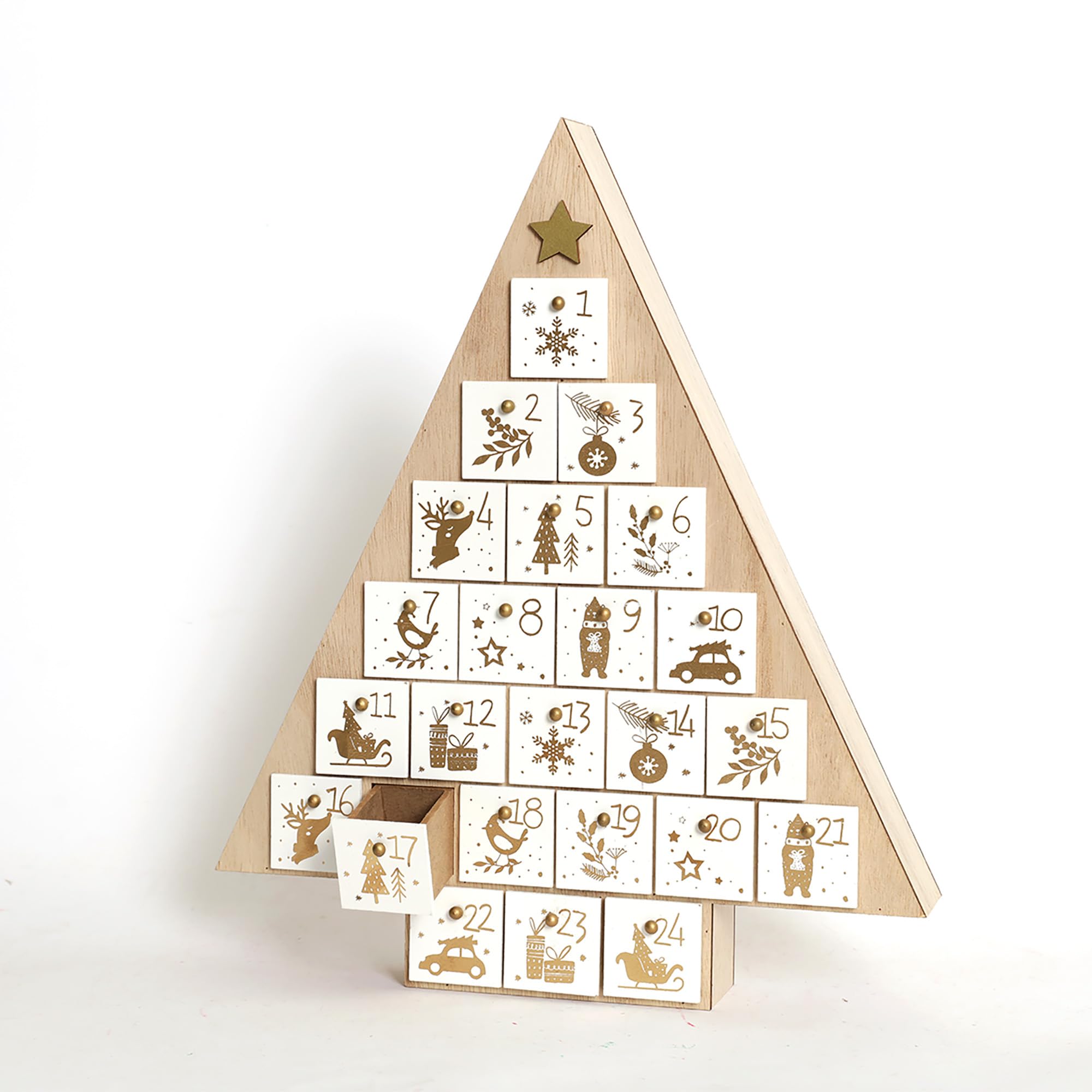 Amazon.com: PIONEER-EFFORT 15 Inch Christmas Tree Wooden Advent ...