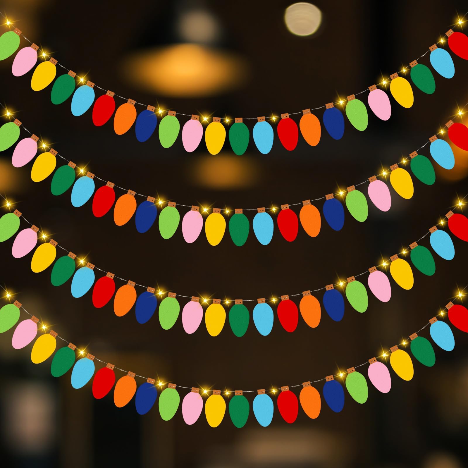 Amazon.com: Boao 4 Pcs LED Felt Christmas Garland with Lights Felt Ball ...