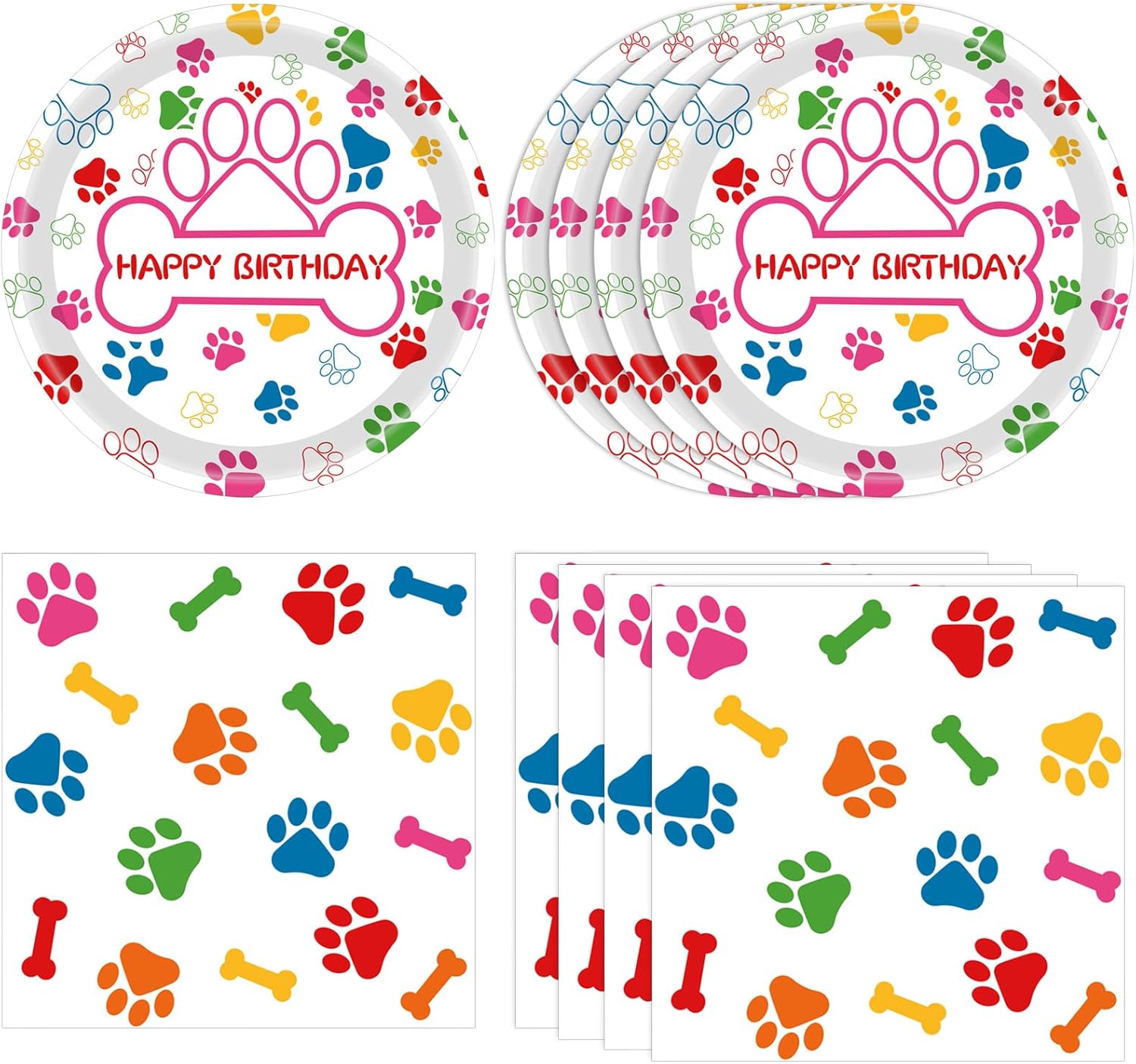 Amazon.com: DURYGEN 40PCS Dog Paw Prints Birthday Party tableware ...