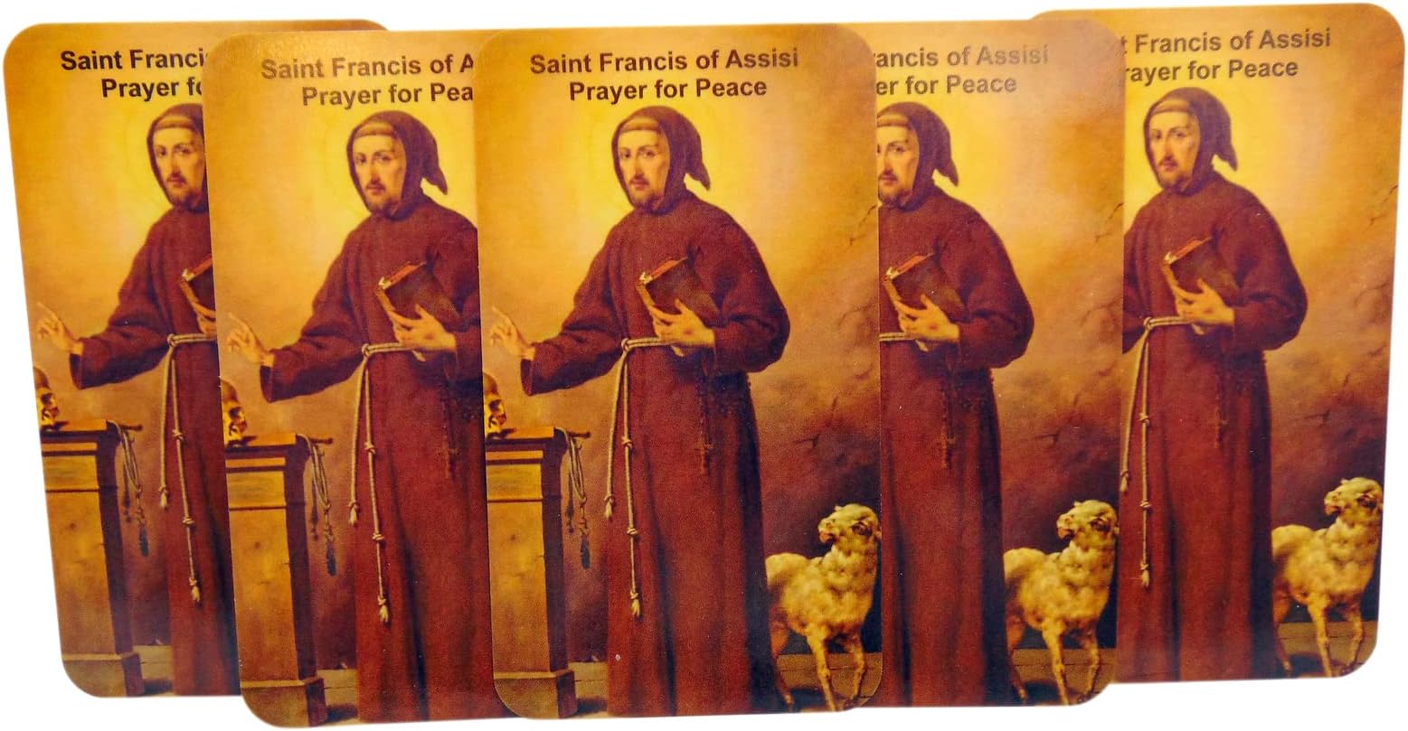 Amazon.com : H HOLLY LINES St. Francis Prayer Cards Catholic Saint ...