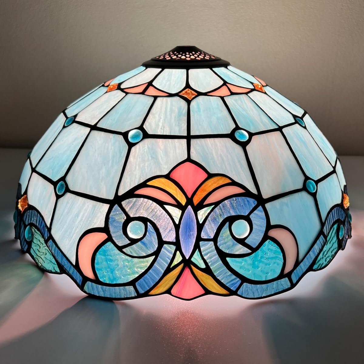Cotoss Tiffany Lamp Shade,16 inch Hand Crafted Stained Glass Lampshade ...