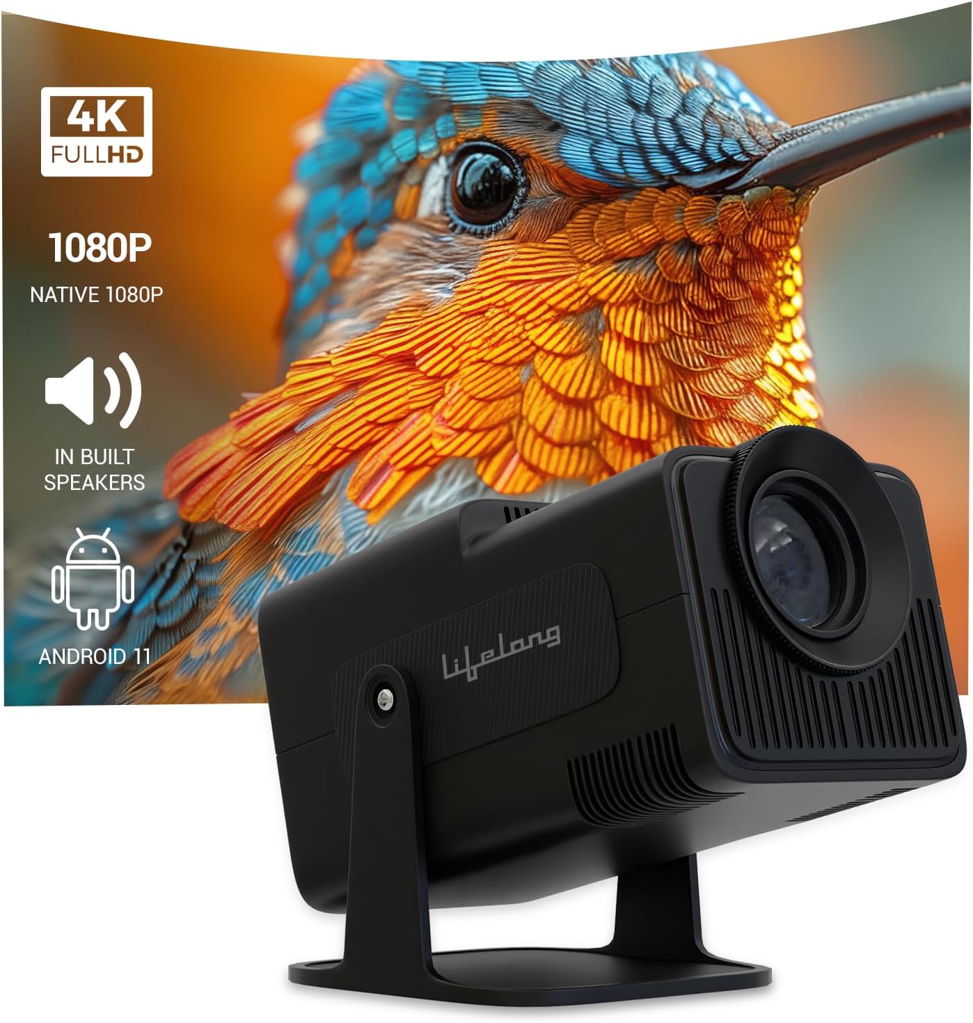 ZEBRONICS PIXAPLAY 24, Smart LED Vertical Projector, 4000 Lumens, 1080p ...