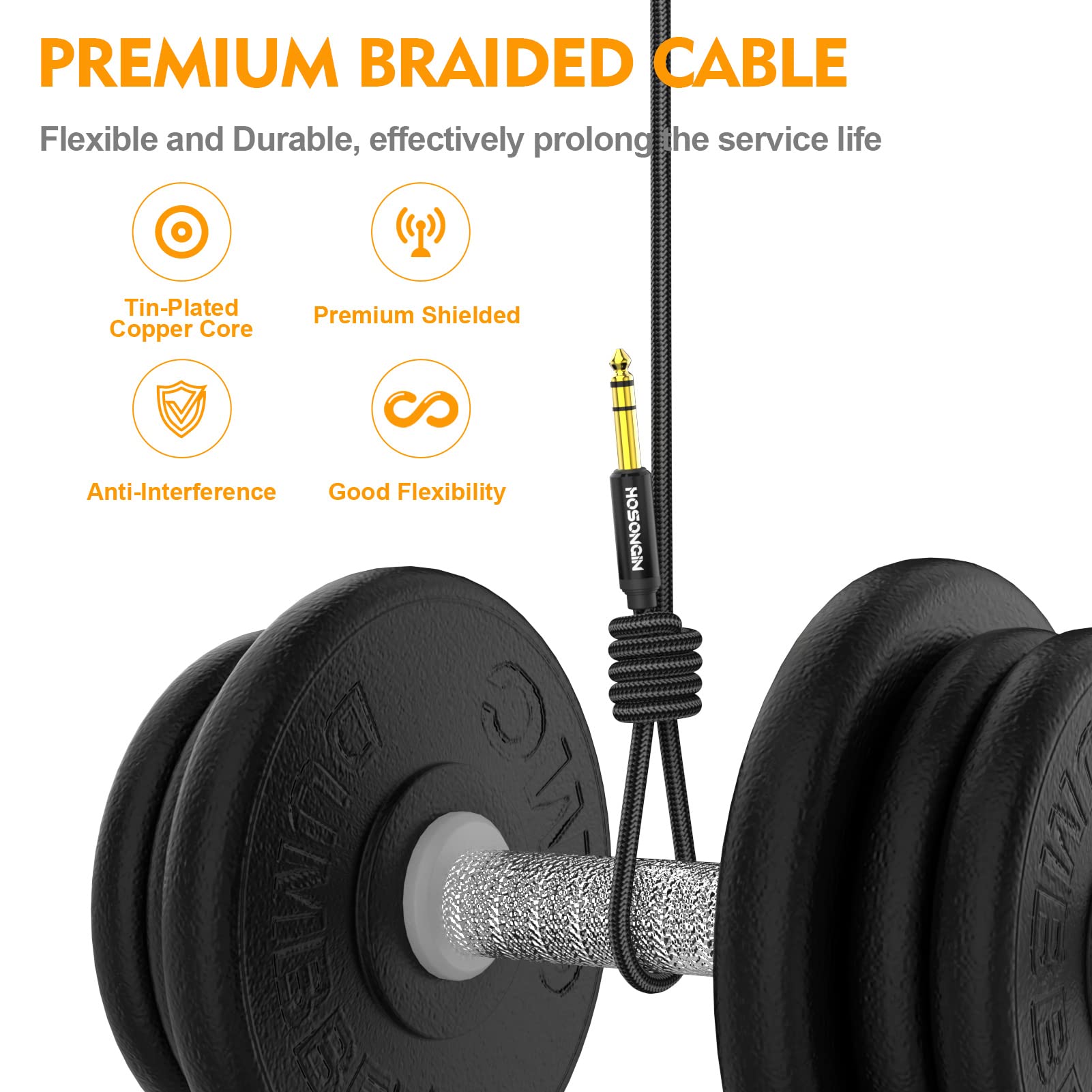 Snapklik.com : 1/4 Inch TRS Instrument Cable 15 Feet 2-Pack, Straight ...