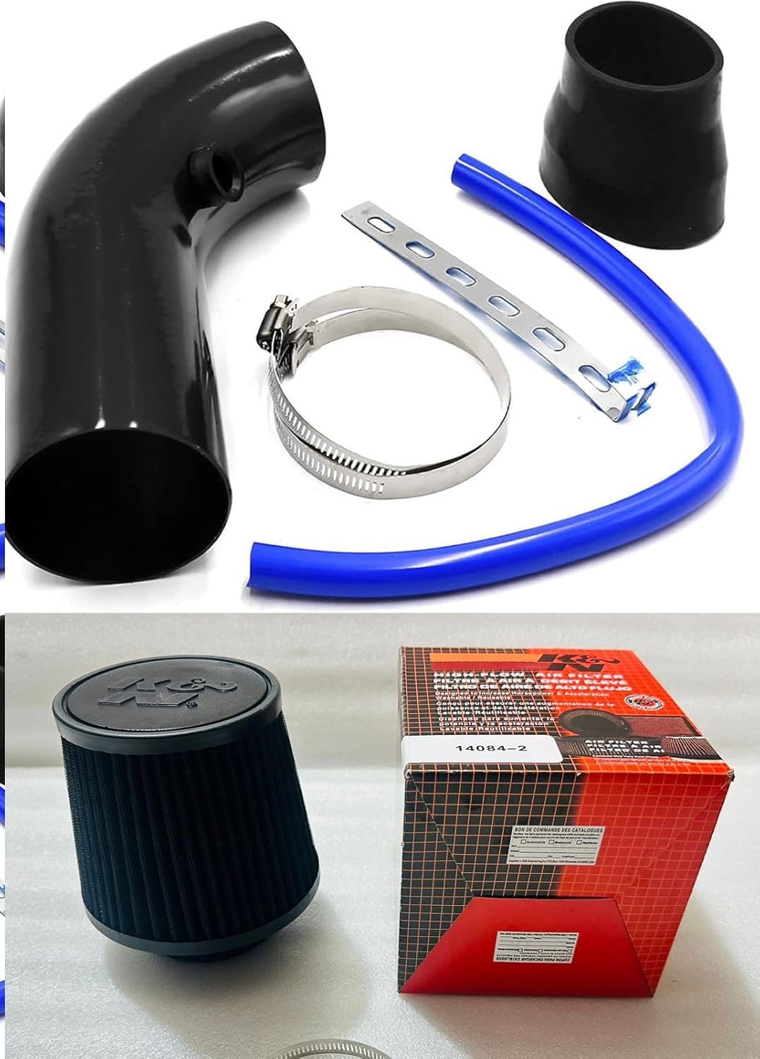 Cold Air Intake Pipe + K&N CAR AIR FILTER 3Inch Universal Performance ...