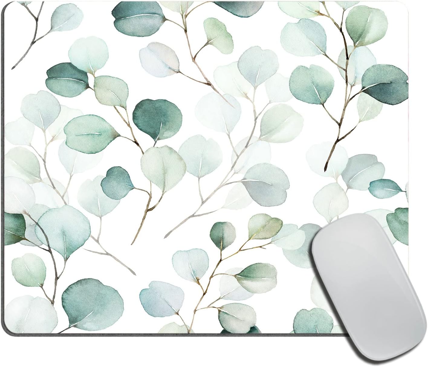 Amazon.com: Mouse Pad, Green White Eucalyptus Leaf Mouse Pad, Washable ...