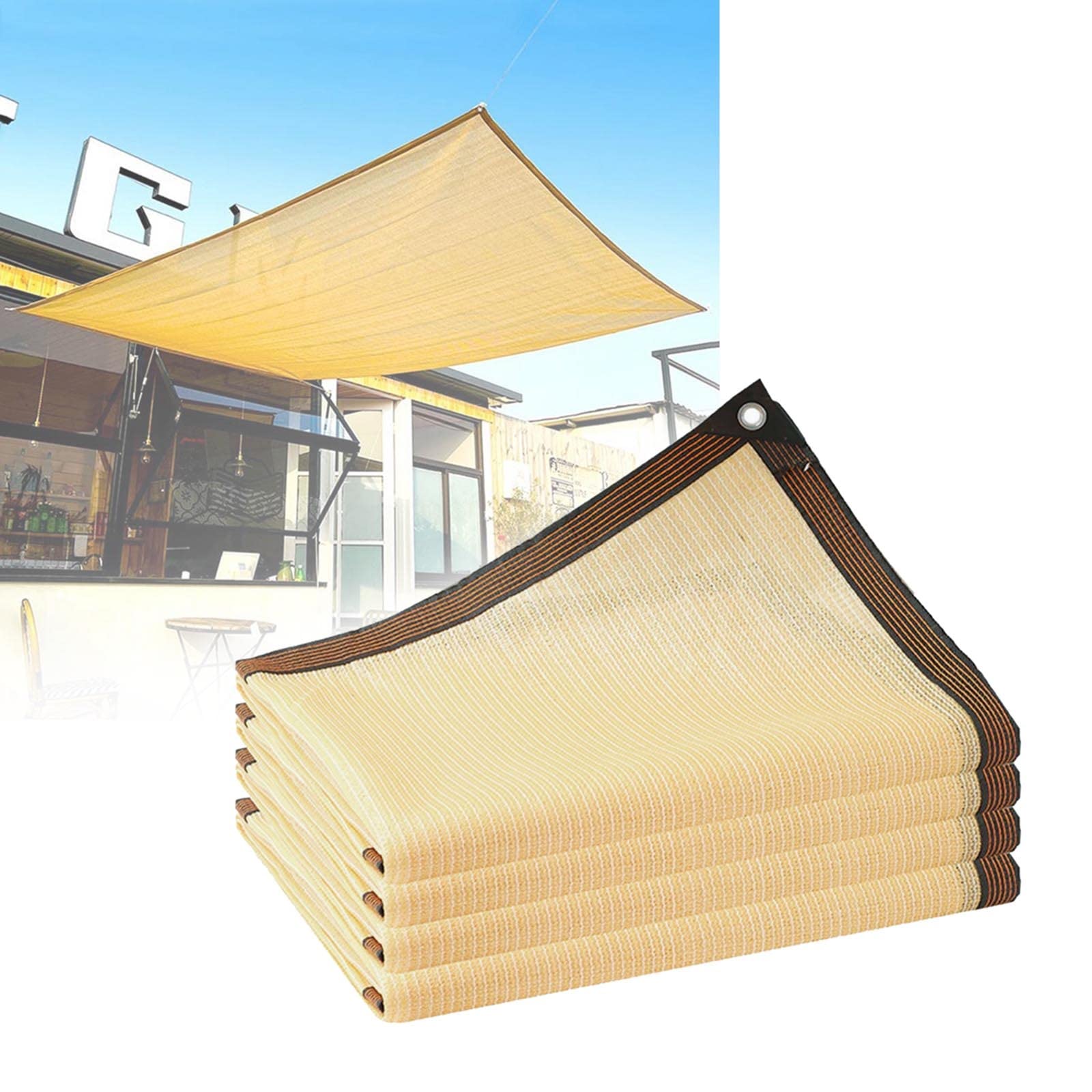 Beige Shade Net Plants Sun Protection Awning with Eyelets 1.5x3m 2.5x7m ...