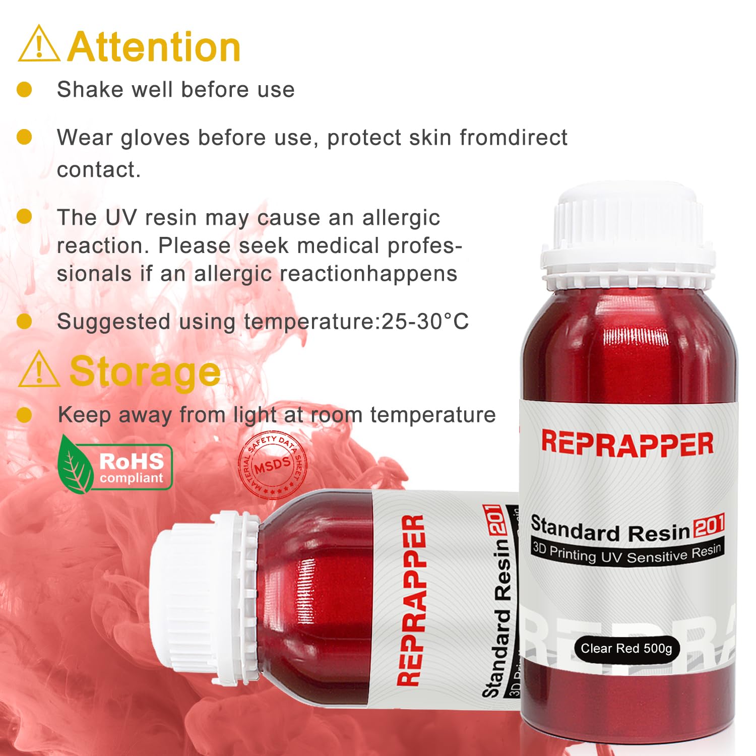 Snapklik.com : Translucent Red 3D Printer Resin, 405nm Fast UV-Curing ...