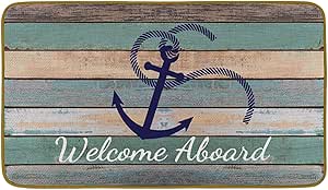 Amazon.com: Welcome Aboard Nautical Theme Decorative Doormat, Anchor ...
