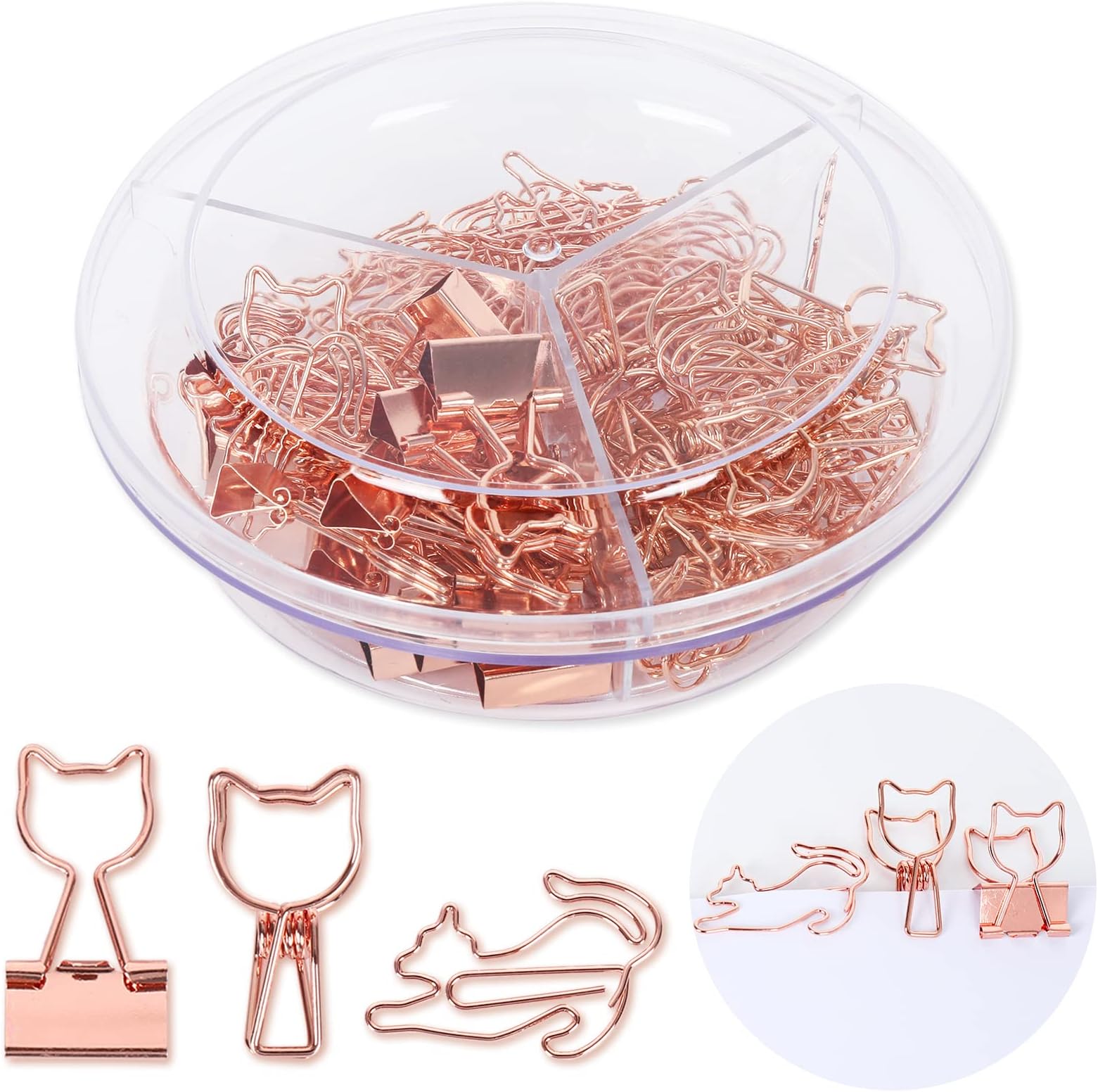Amazon.com : Eersida 55 Pieces Cat Binder Clips 30 Pcs Cute Metal Paper ...