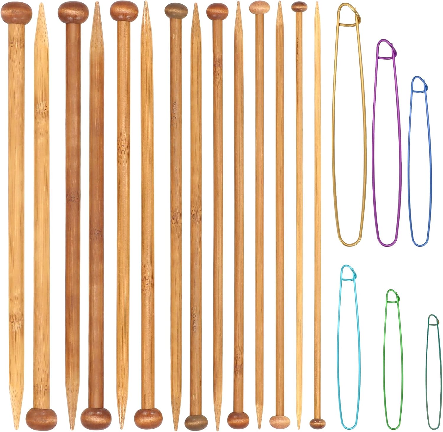 Amazon.com: 7 Pairs Bamboo Knitting Needles Set Long Wooden Knitting ...
