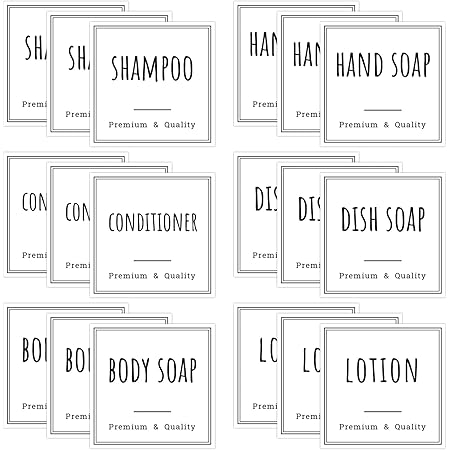 Segbeauty Bathroom Labels for Soap Dispenser, 18pcs 2.5in White ...