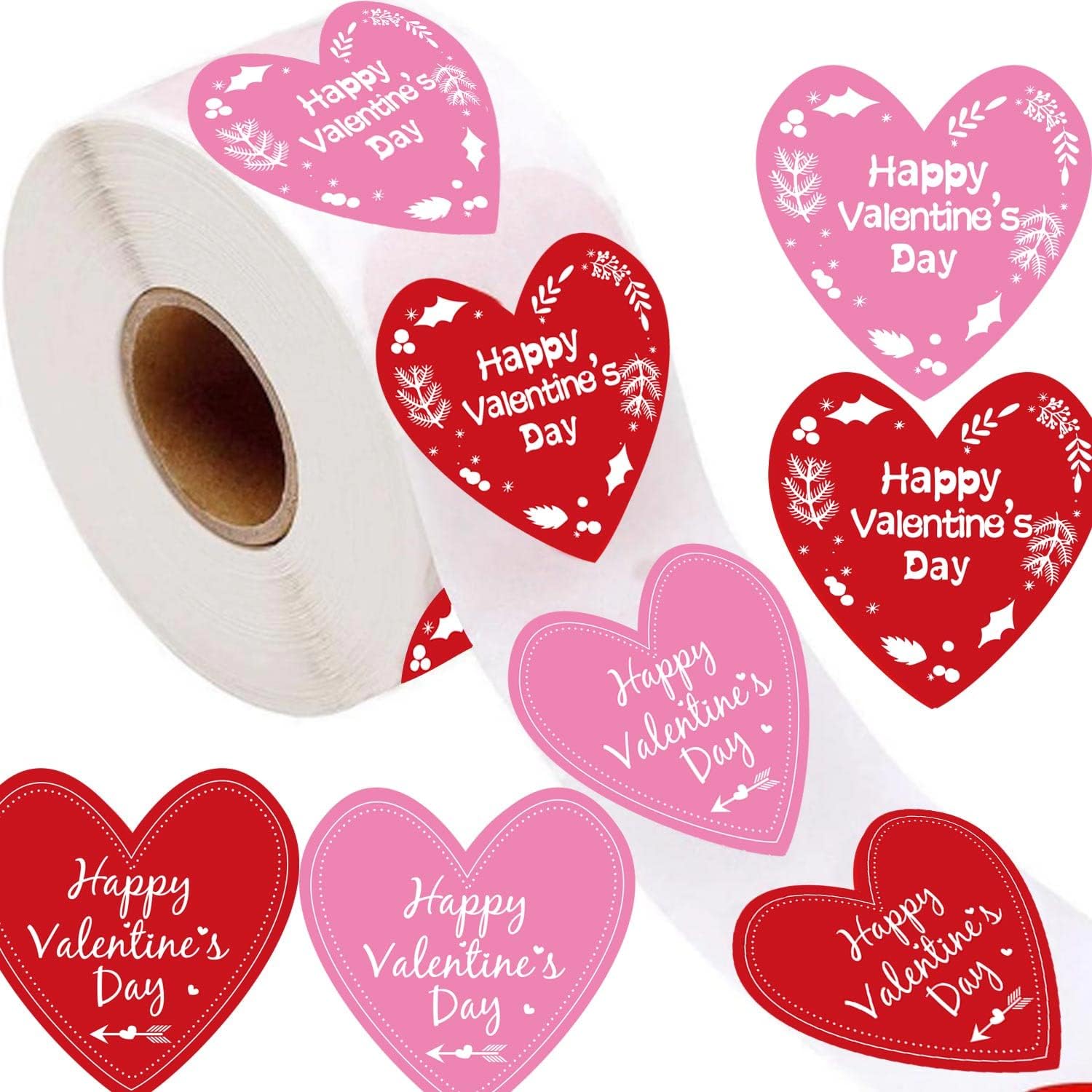 Amazon.com: 2 Inch Red Happy Valentine's Day Sticker Labels Heart ...